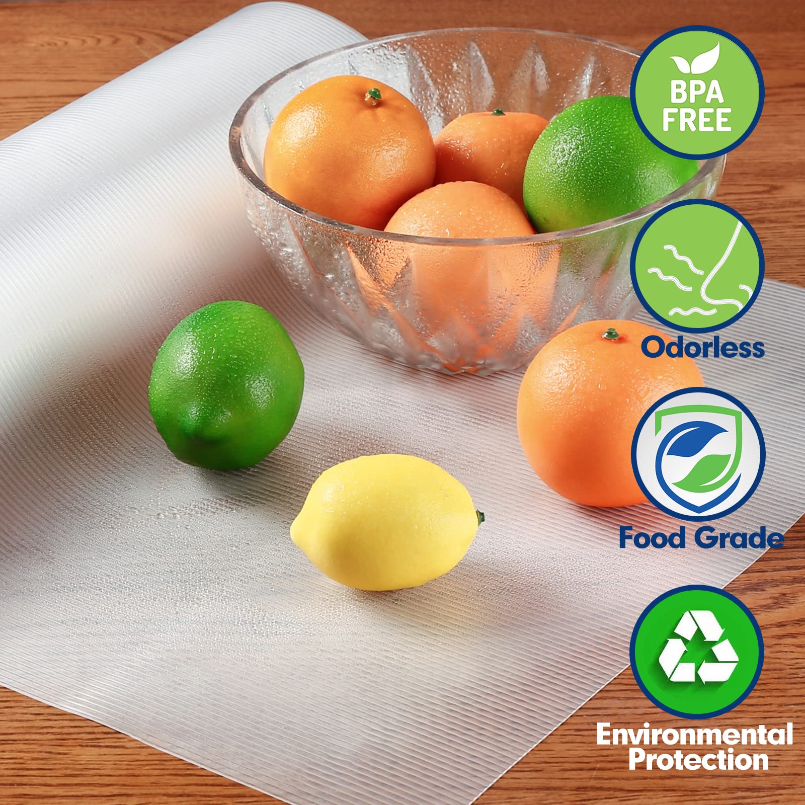 Clear Shelf Liner for Kitchen Cabinet Drawer Liners Non Adhesive, Refrigerator Liners + Gray Liners Shelf Cabinet Liner, Drawer Liners 12 in x 20 FT, Durable Rubber Pantry Liner Non Slip, Washable
