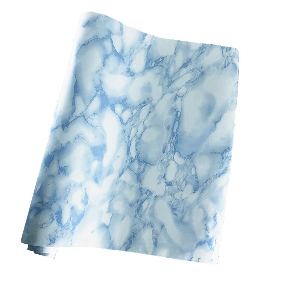 Taamall Simplemuji Self-Adhesive White Blue Marble Peel & Stick Shelf Liner Dresser Drawer Sticker 17.7 Inch by 79Inch
