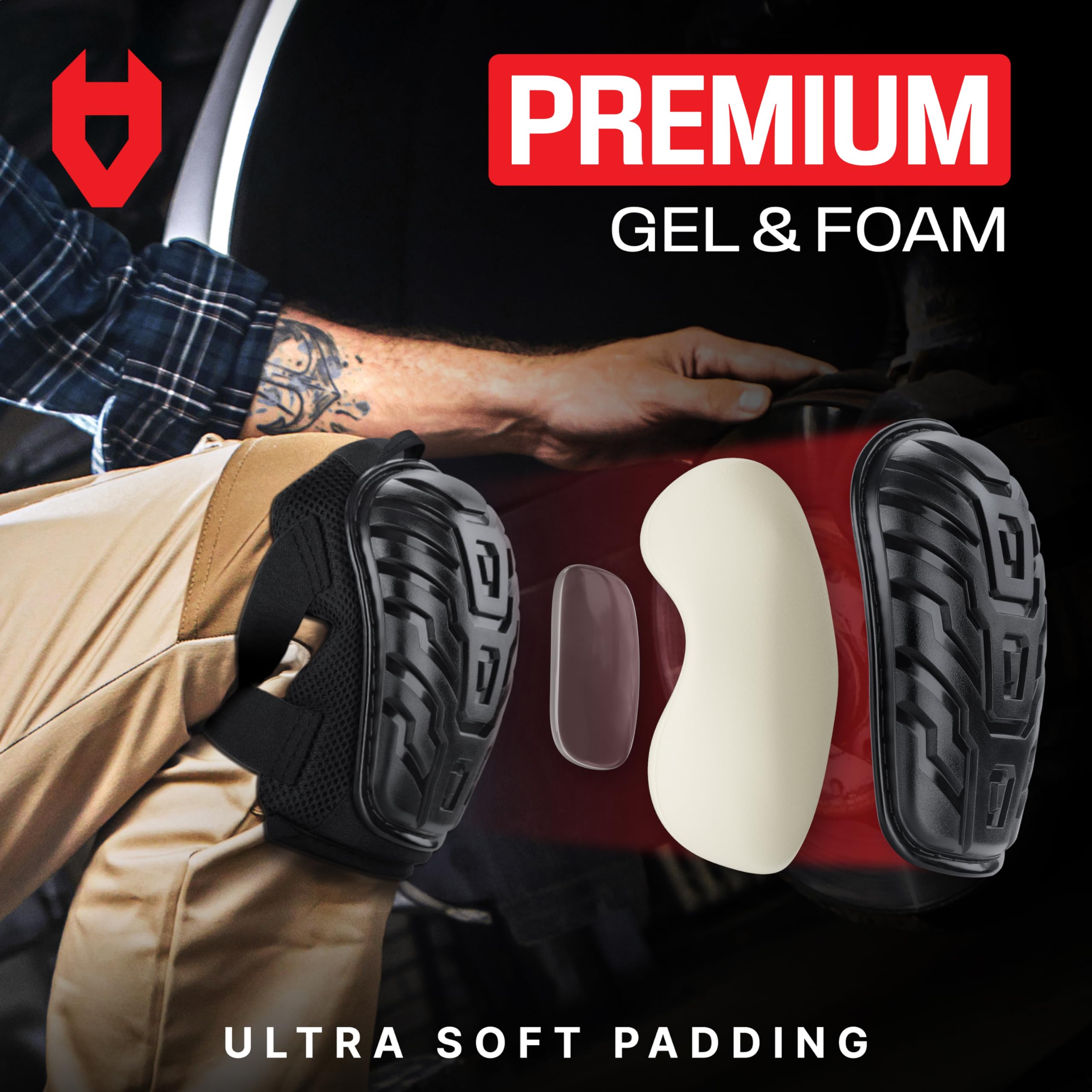 NoCry Professional Knee Pads for Work; Gardening & Construction Knee Pads for Men and Women with Thick Gel Cushion, Double Straps and Adjustable Clips; Industrial Heavy Duty Tactical Knee Pads
