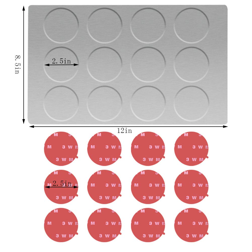 HEFANTU 12 Magnetic Spice Tins with Spice Racks Wall Mount & 120 Spice Labels, Storage Magnet Spice Containers, Clear Lid with Sift and Pour(Spices Not Included)(silver)