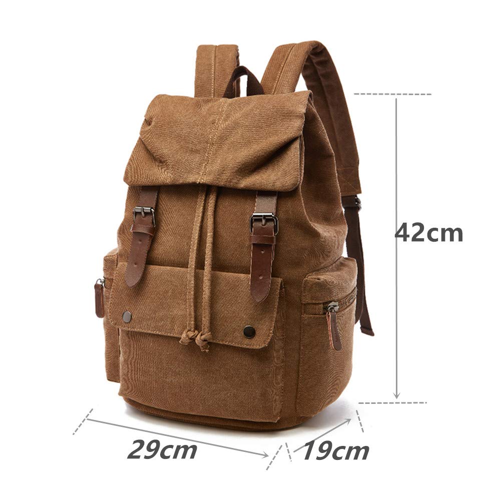 DRF Canvas Backpack Unisex Vintage Daypack for Laptop 15'' BG90 (Brown)