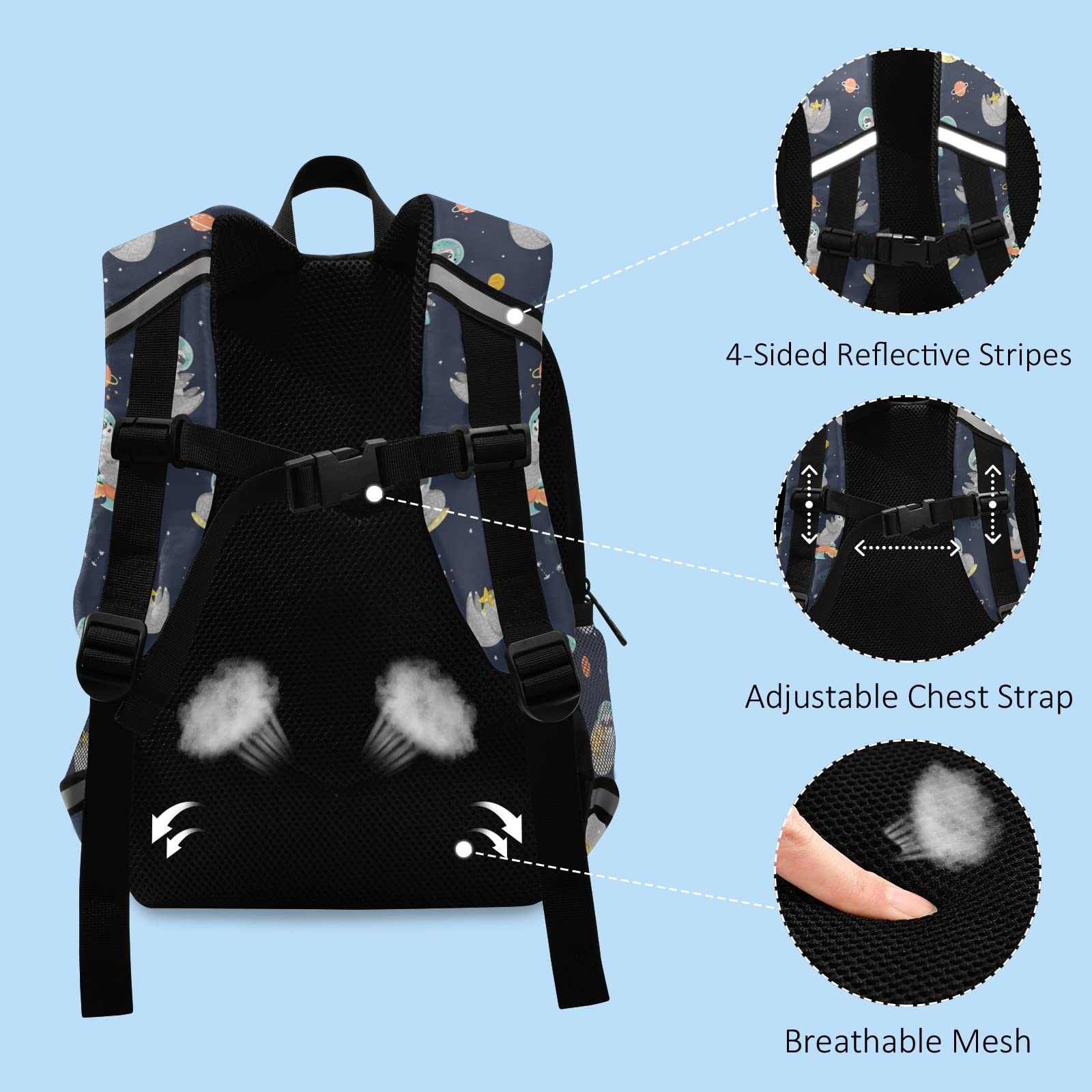 Cute Sloth Astronaut Space Planet Backpack Toddler Schoolbag for Boys Girls Kindergarten Bookbag Preschool Casual Travel Bag Daypack