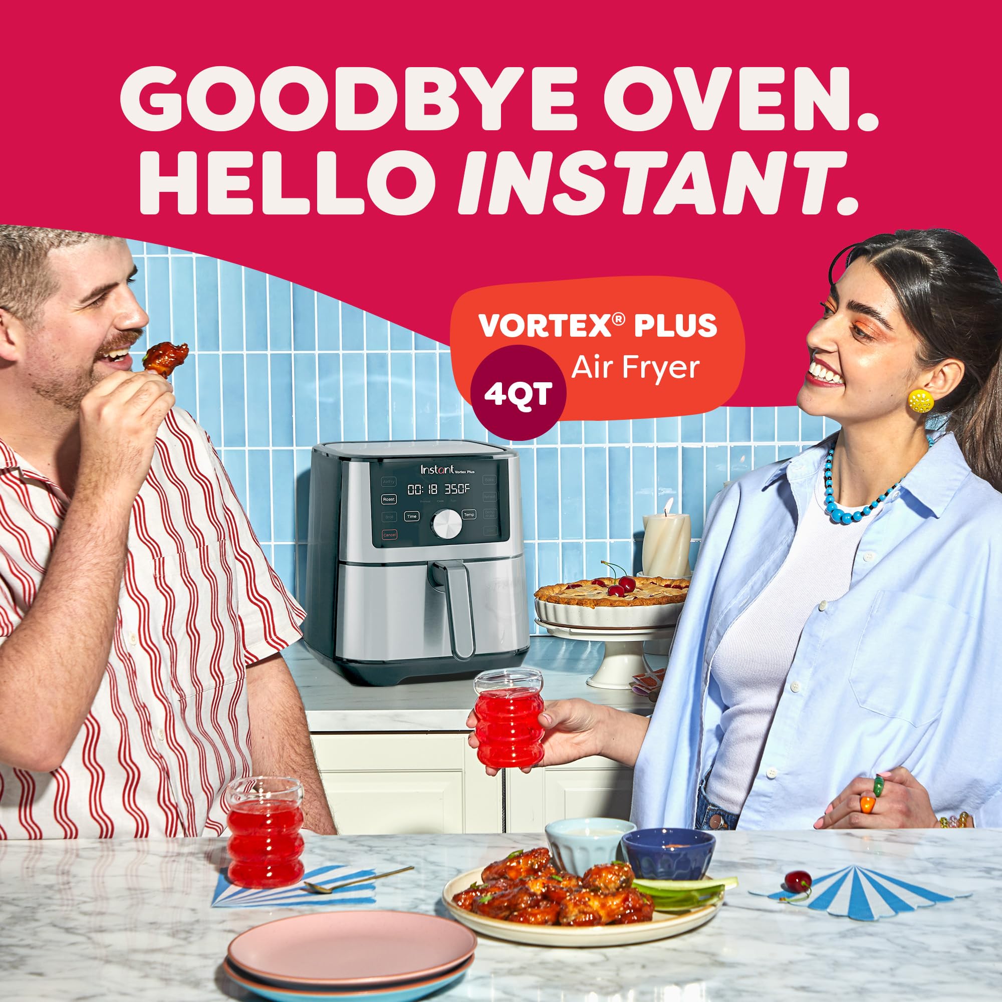 Instant Vortex Plus 6-in-1, 4QT Air Fryer Oven, From the Makers of Instant Pot with Customizable Smart Cooking Programs, Nonstick and Dishwasher-Safe Basket, App With Over 100 Recipes, Stainless Steel