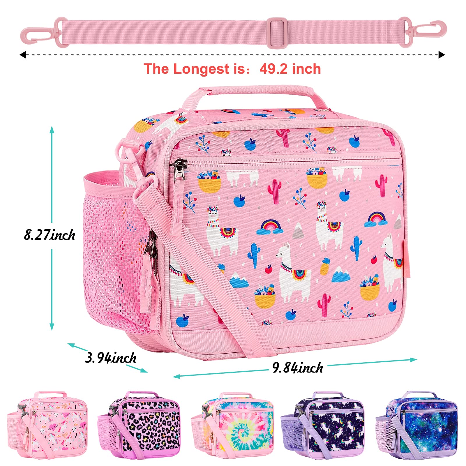 Choco Mocha 15 inch Llama Backpack with Matching Lunch Box for Girls