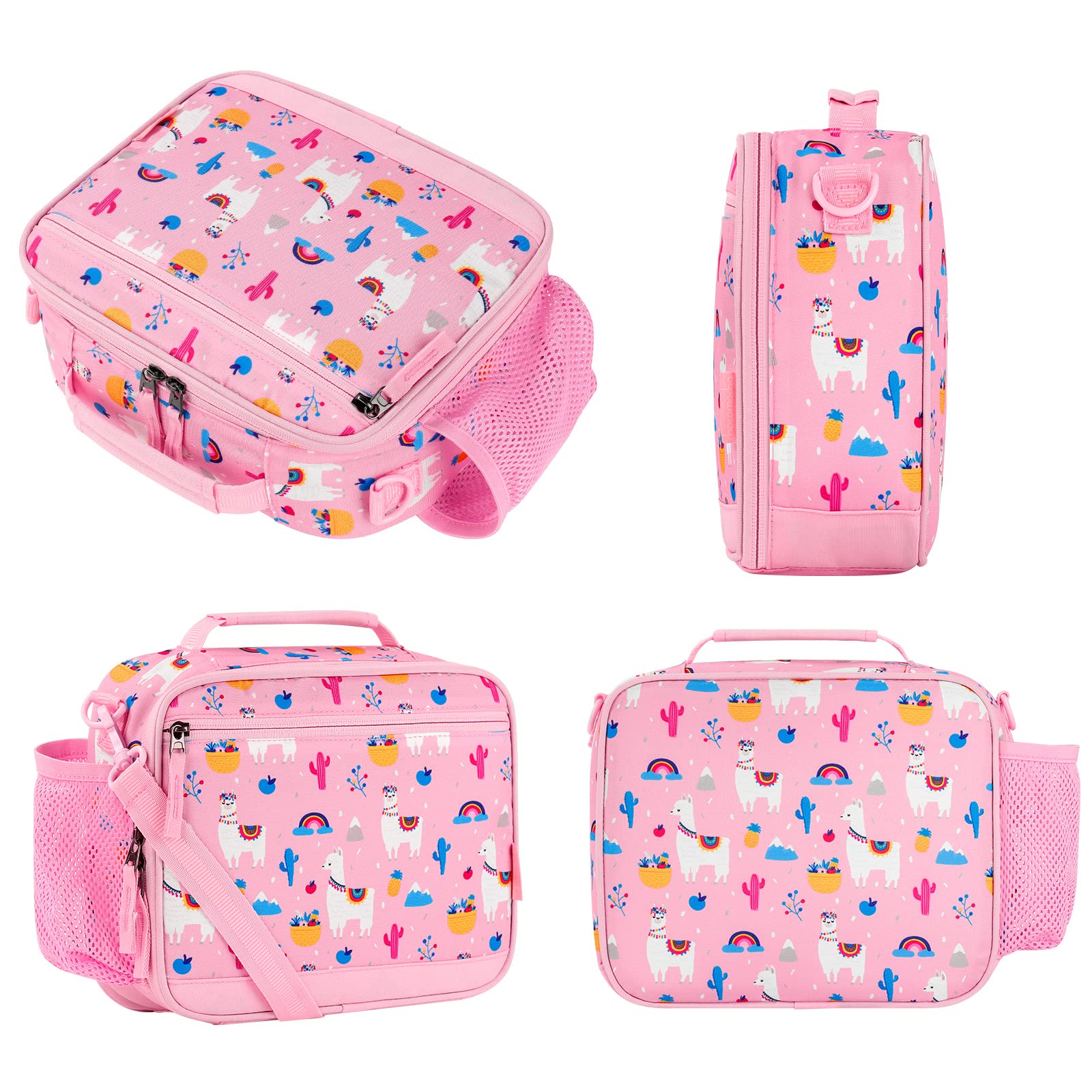 Choco Mocha 15 inch Llama Backpack with Matching Lunch Box for Girls