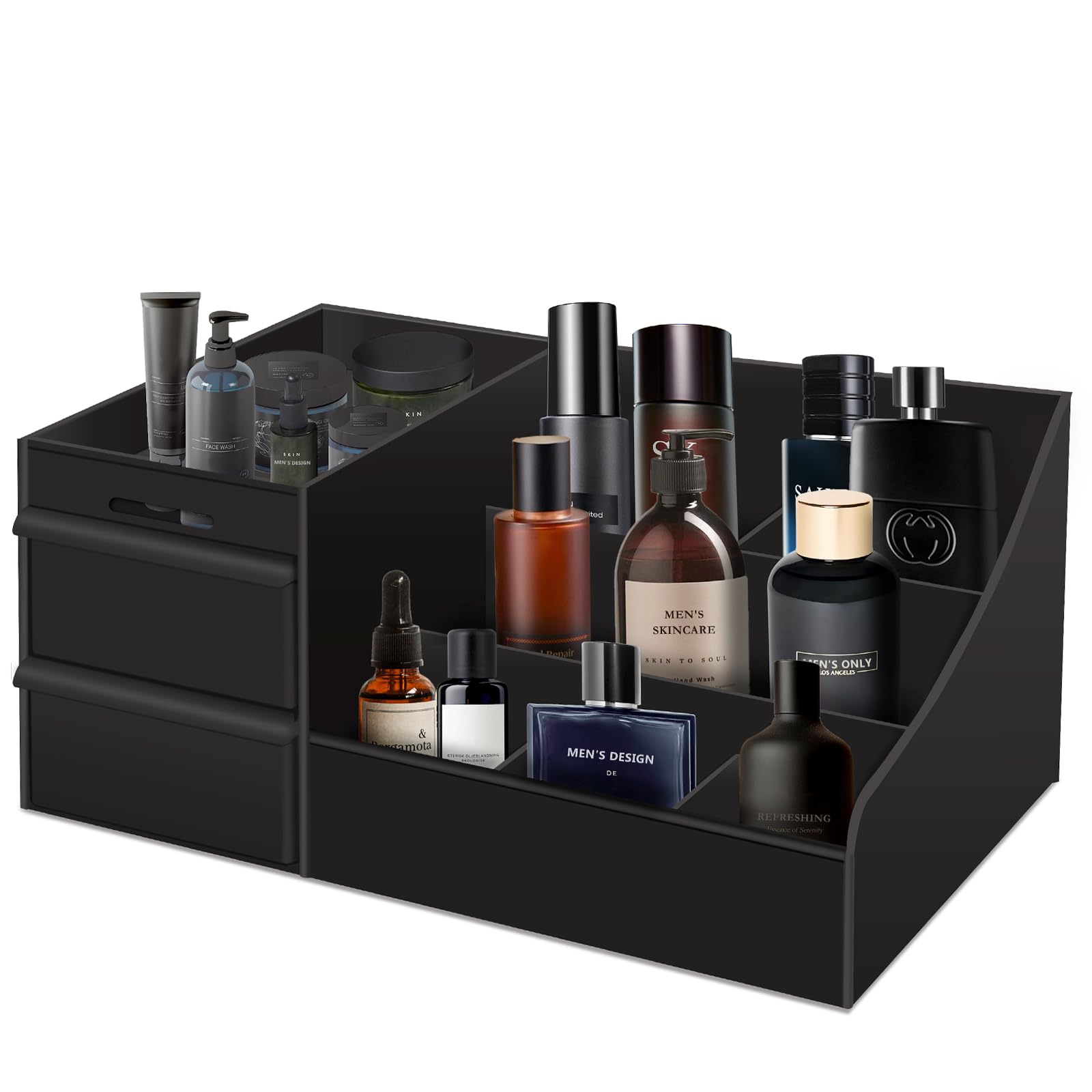 Simbuy Makeup Organizer With Drawers — Countertop Organizer for Cosmetics, Vanity Holder for Lipstick, Brushes, Lotions, Eyeshadow, Nail Polish and Jewelry (White)