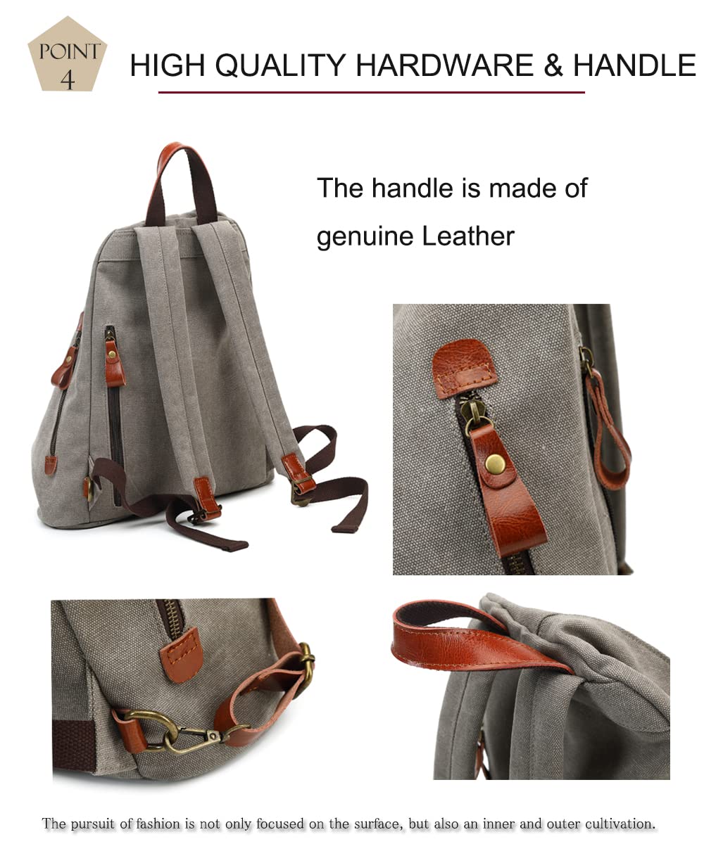 PAOIXEEL Canvas Vintage Backpack, Casual Daypack Outdoor Travel Rucksack Hiking Backpacks for Men and Women, Black