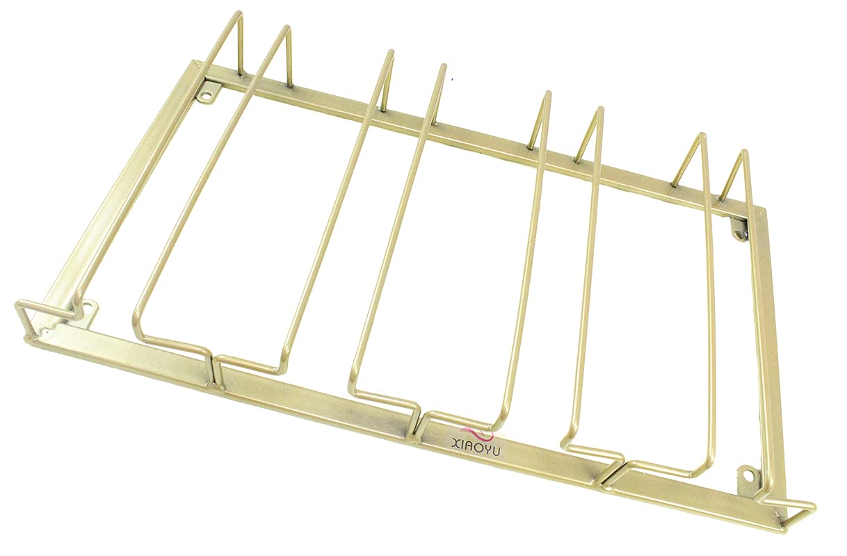 XIAOYU Wine Glass Racks, Stemware Racks, Wine Glass Rack Hanger, Stainless Steel Bar Home Cup Glass Holder, Under Cabinet Wine Glass Stemware Rack Holder, 4 Rows, Gold