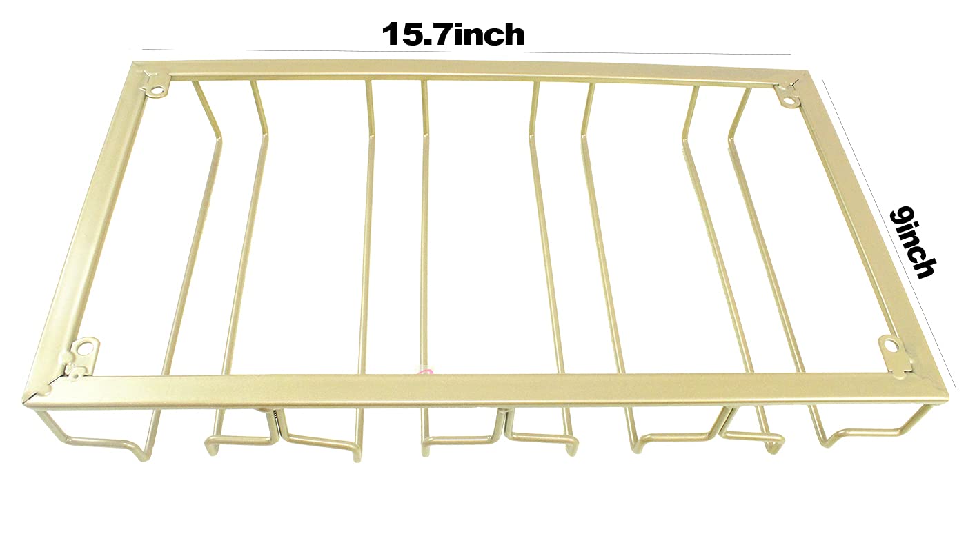 XIAOYU Wine Glass Racks, Stemware Racks, Wine Glass Rack Hanger, Stainless Steel Bar Home Cup Glass Holder, Under Cabinet Wine Glass Stemware Rack Holder, 4 Rows, Gold