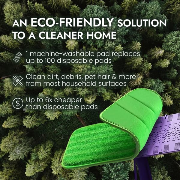 Turbo Mops Reusable Floor Mop Pads - Pack of 2, Machine Washable, 12-inch Microfiber Mop Refills - Compatible with Swiffer Wet Jet - Household Cleaning Tools
