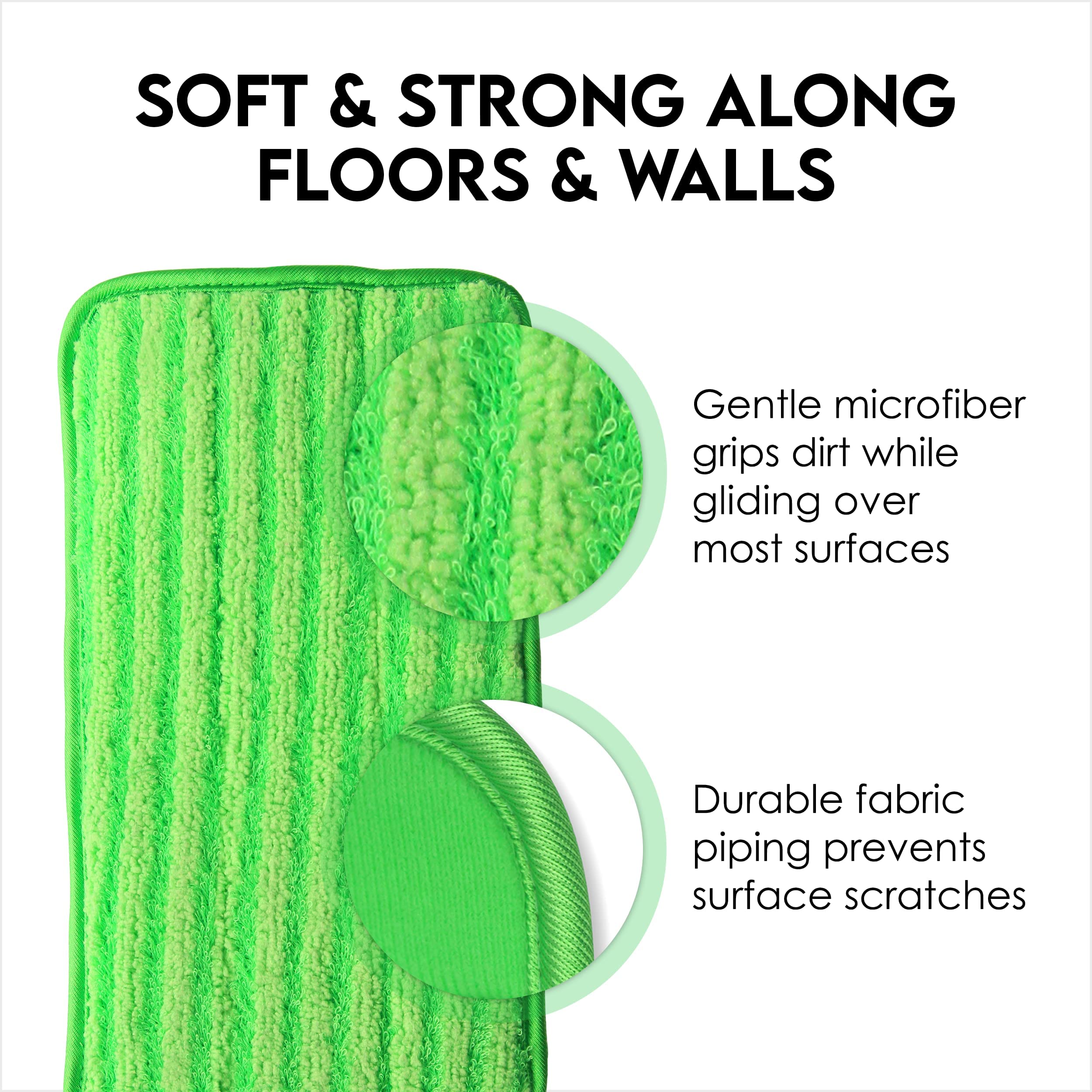 Turbo Mops Reusable Floor Mop Pads - Pack of 2, Machine Washable, 12-inch Microfiber Mop Refills - Compatible with Swiffer Wet Jet - Household Cleaning Tools
