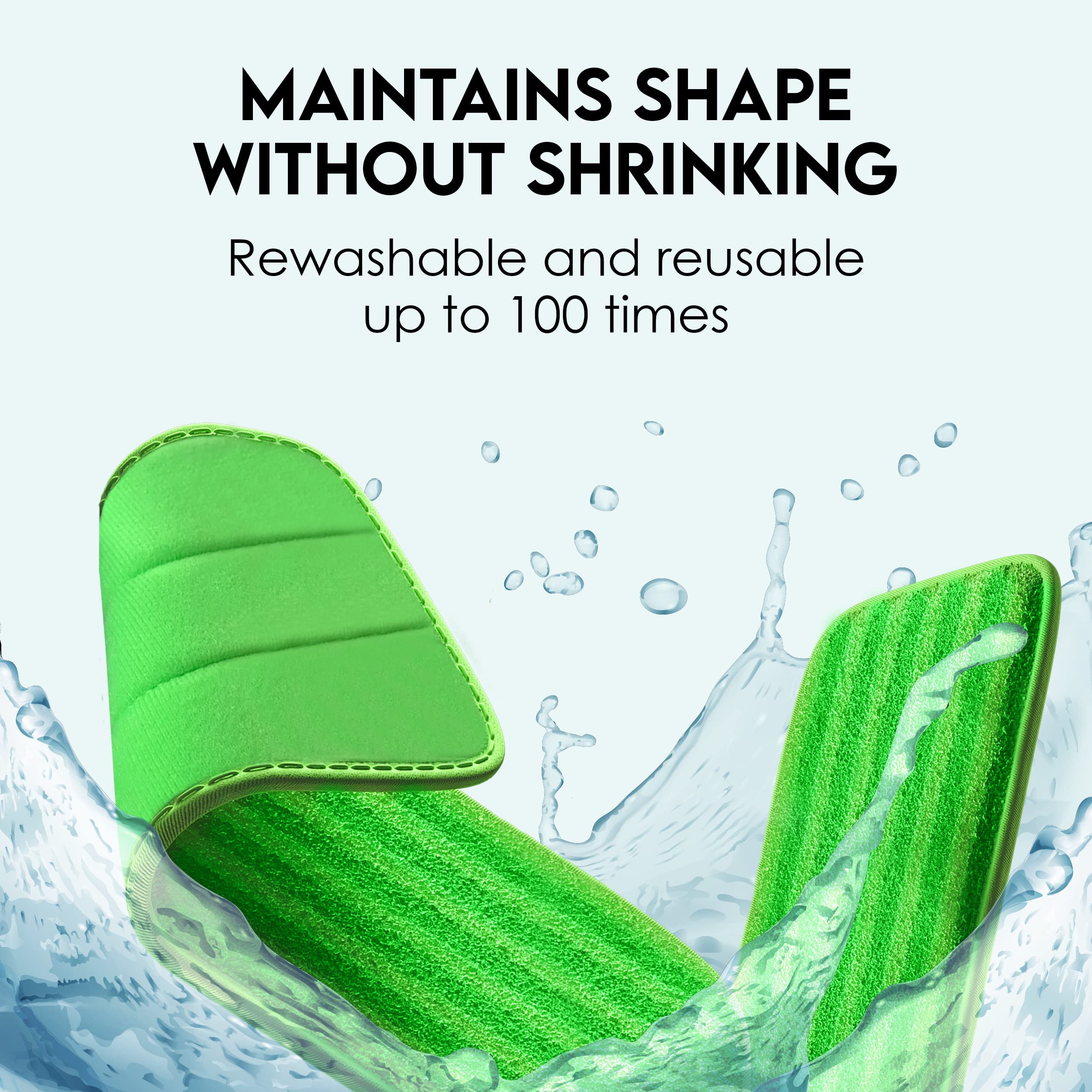 Turbo Mops Reusable Floor Mop Pads - Pack of 2, Machine Washable, 12-inch Microfiber Mop Refills - Compatible with Swiffer Wet Jet - Household Cleaning Tools