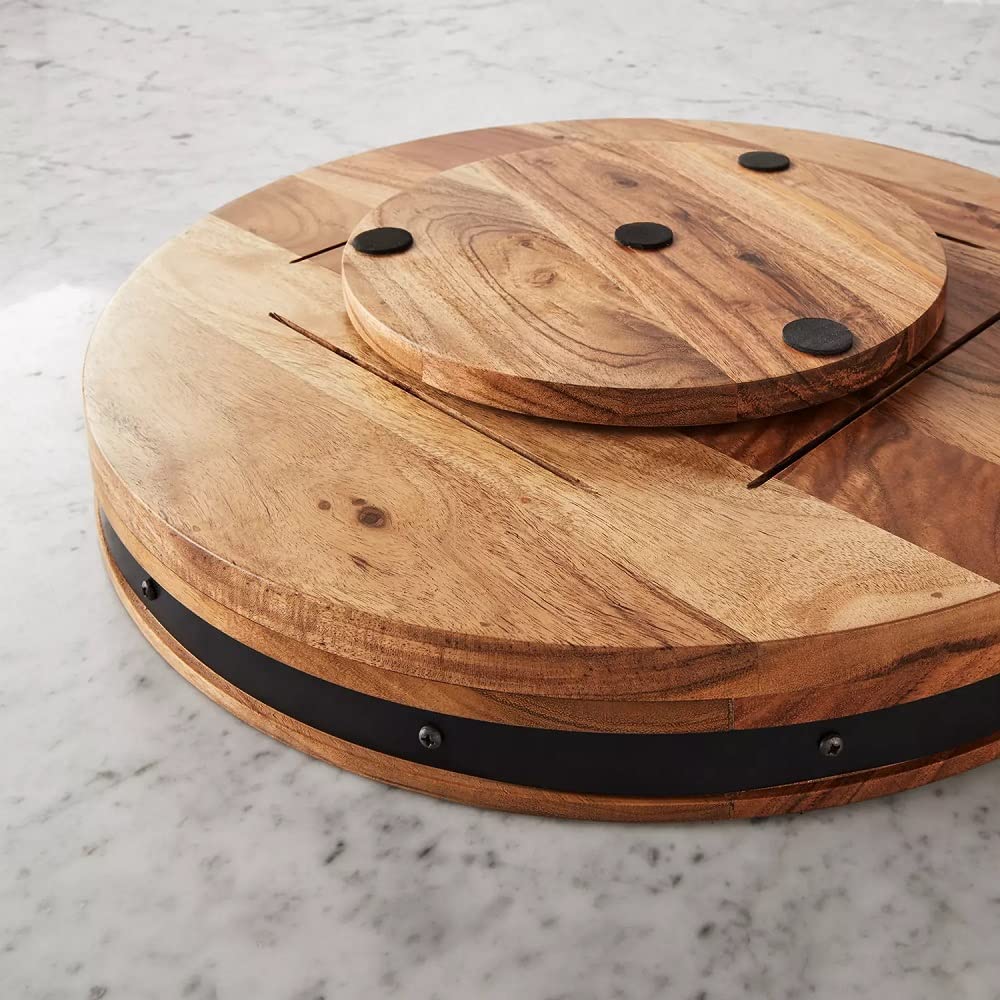 Member's Mark Acacia Wood Farmhouse Lazy Susan, Brown