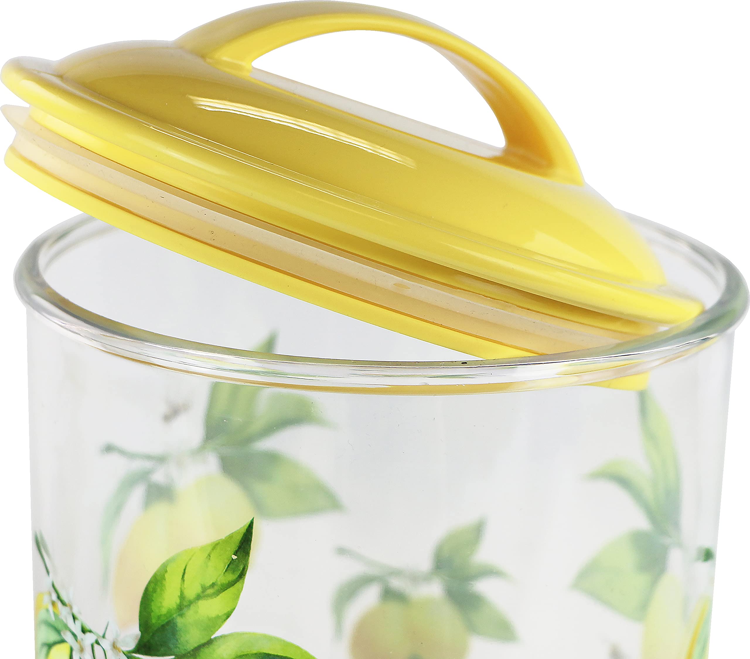 Reston Lloyd Calypso Basics, Airtight, Fresh Lemons with Honey Bees 6pc Acrylic Canister Set, Air Tight Lids, Set of 3, 11419