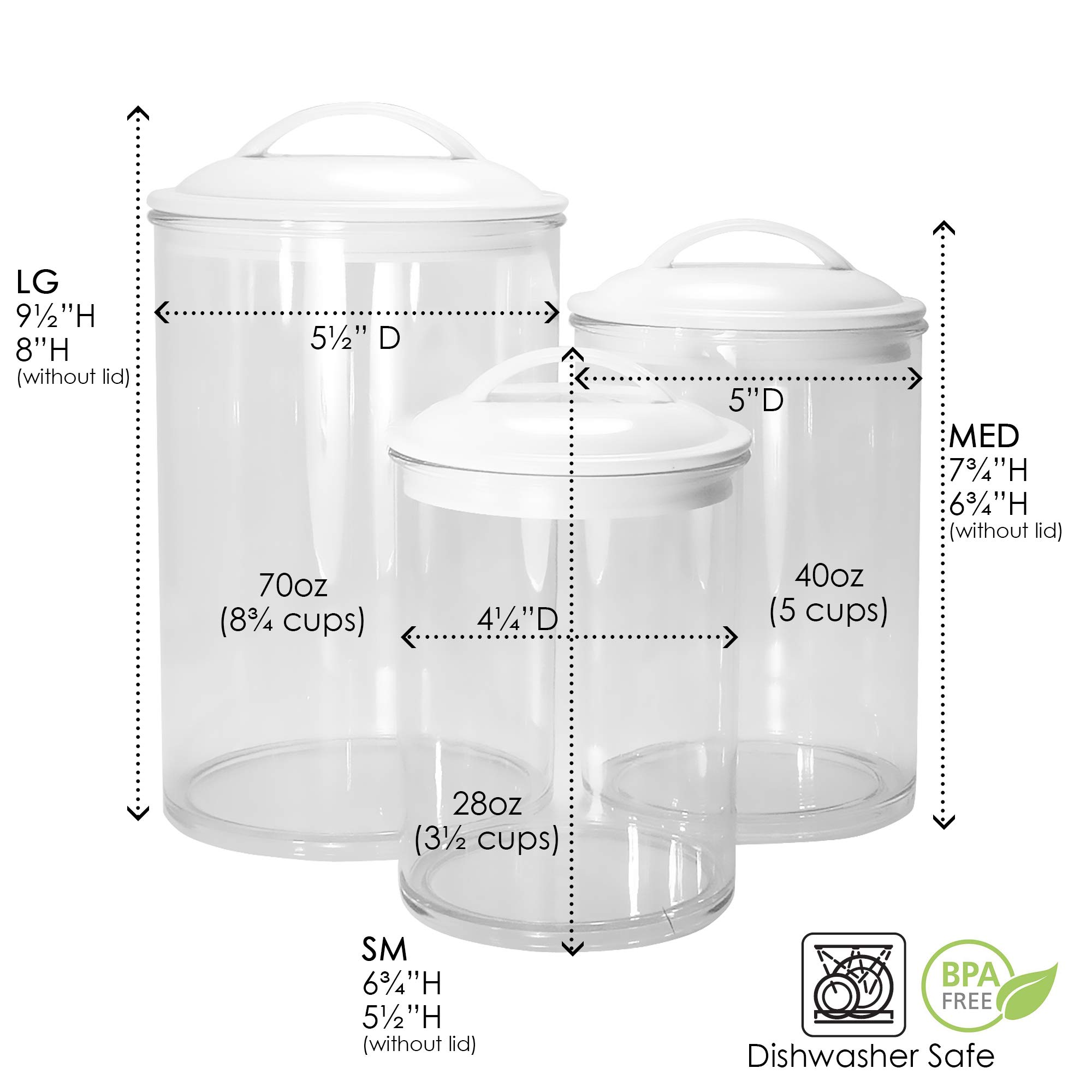 Reston Lloyd Calypso Basics, Airtight, Fresh Lemons with Honey Bees 6pc Acrylic Canister Set, Air Tight Lids, Set of 3, 11419