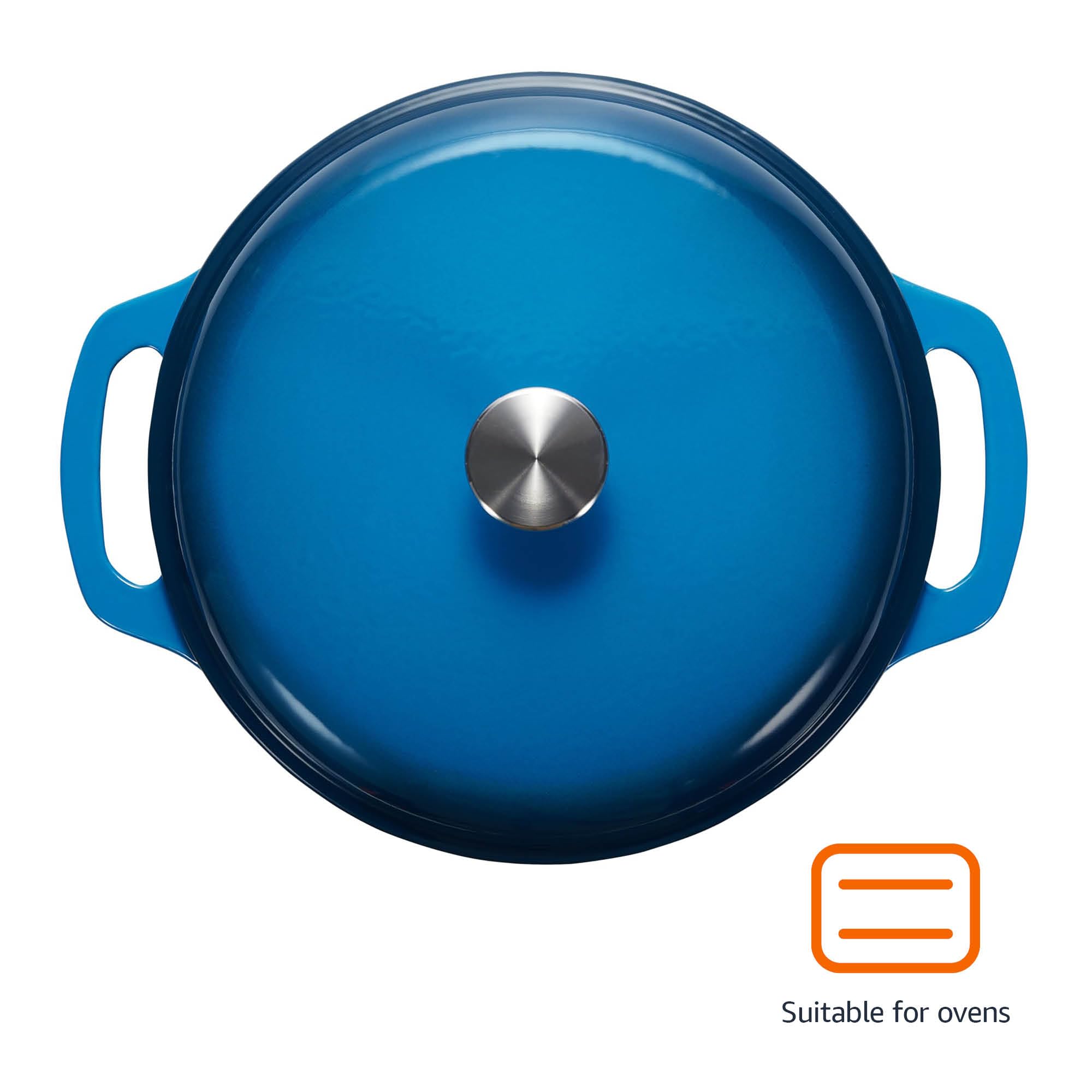 Amazon Basics Enameled Cast Iron Covered Dutch Oven, 6-Quart, Blue