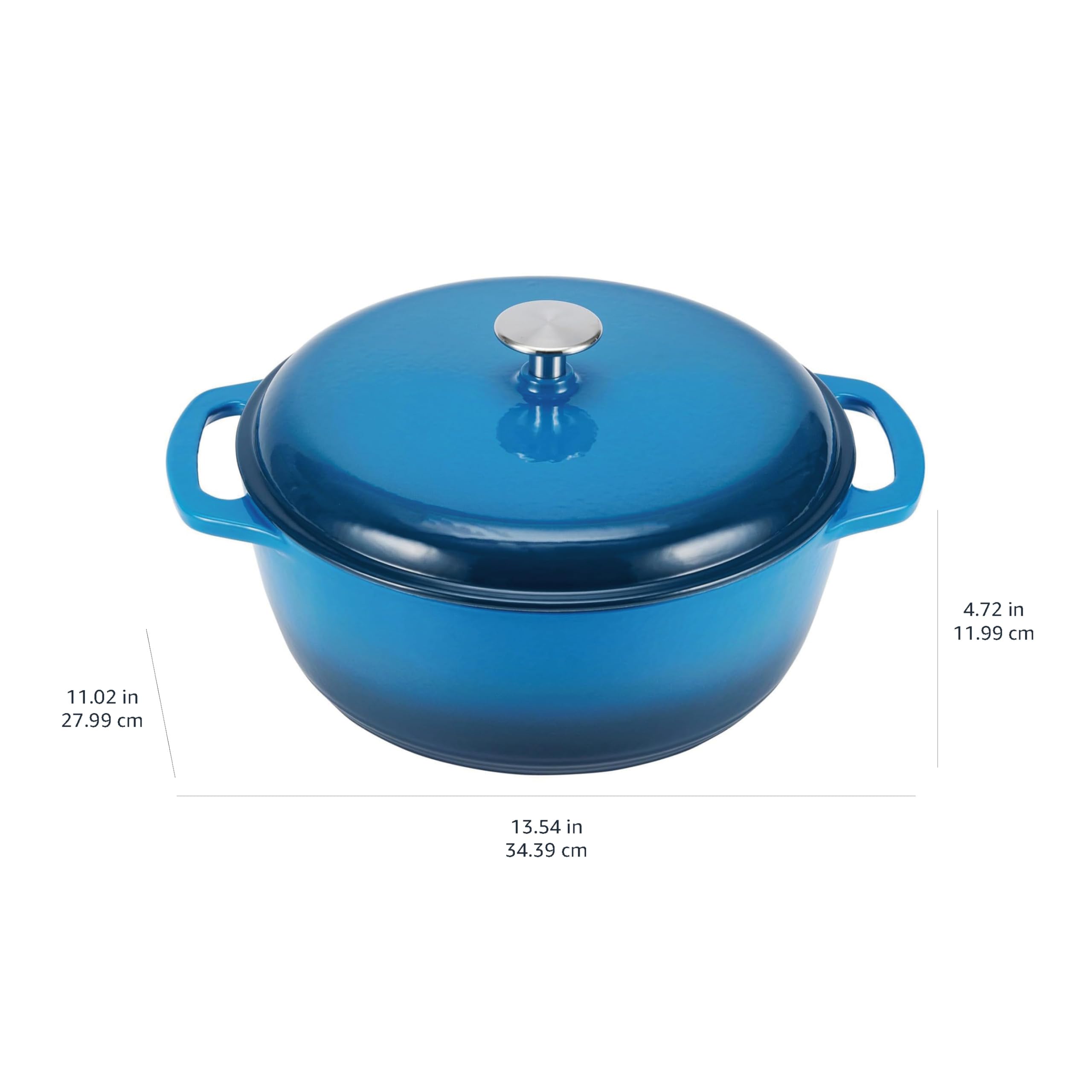 Amazon Basics Enameled Cast Iron Covered Dutch Oven, 6-Quart, Blue