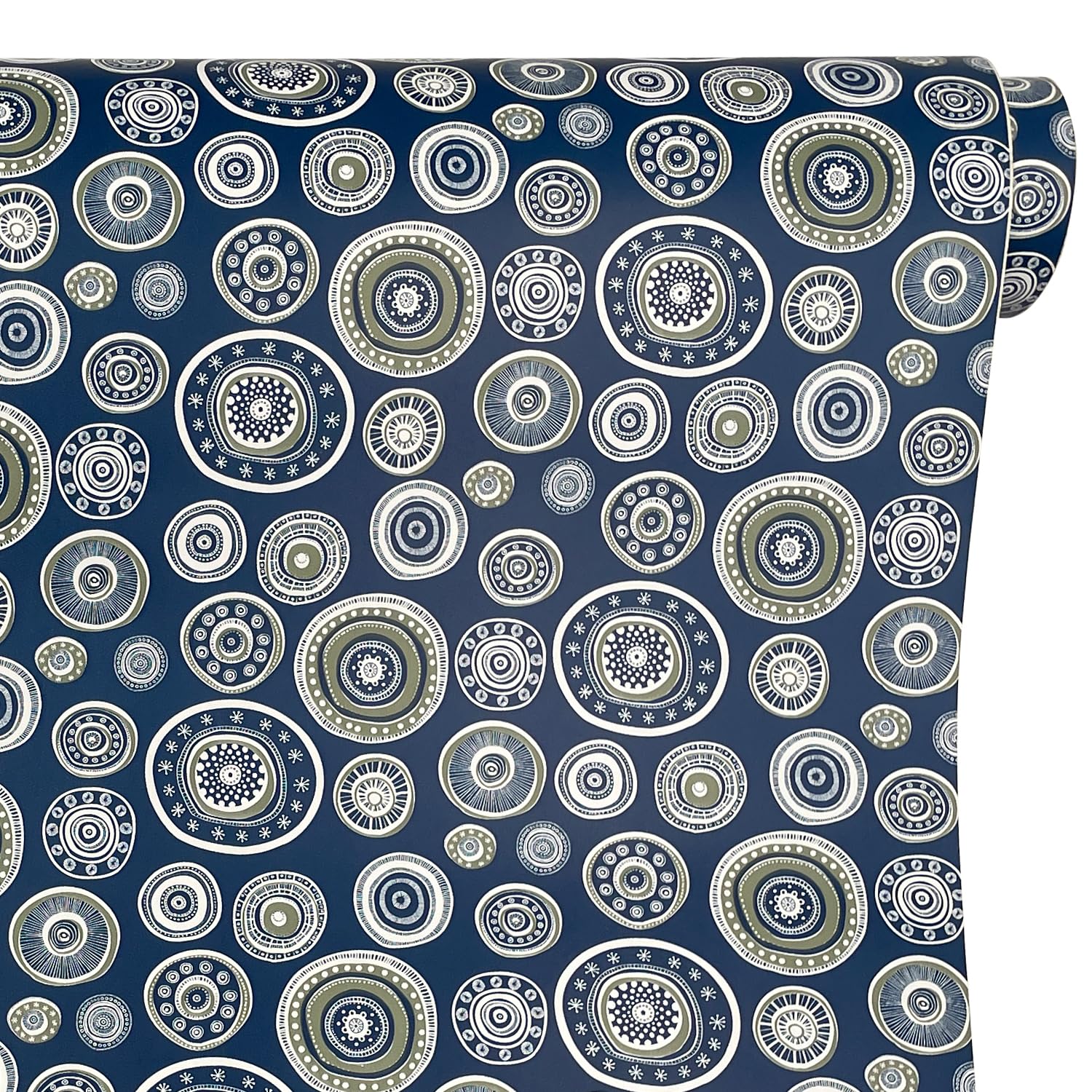 Yifely Self-Adhesive Shelf Liner Removable Drawer Paper for Dorm Apartment Furniture Decor, Modern Circle, 17.7 Inch by 9.8 Feet