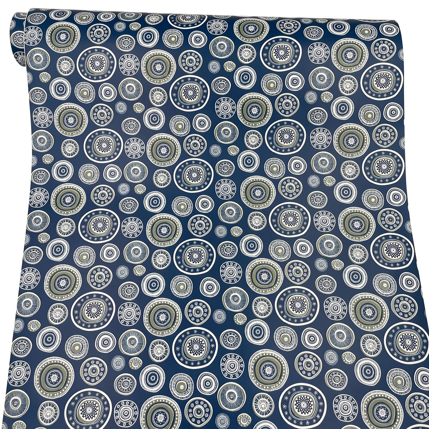 Yifely Self-Adhesive Shelf Liner Removable Drawer Paper for Dorm Apartment Furniture Decor, Modern Circle, 17.7 Inch by 9.8 Feet