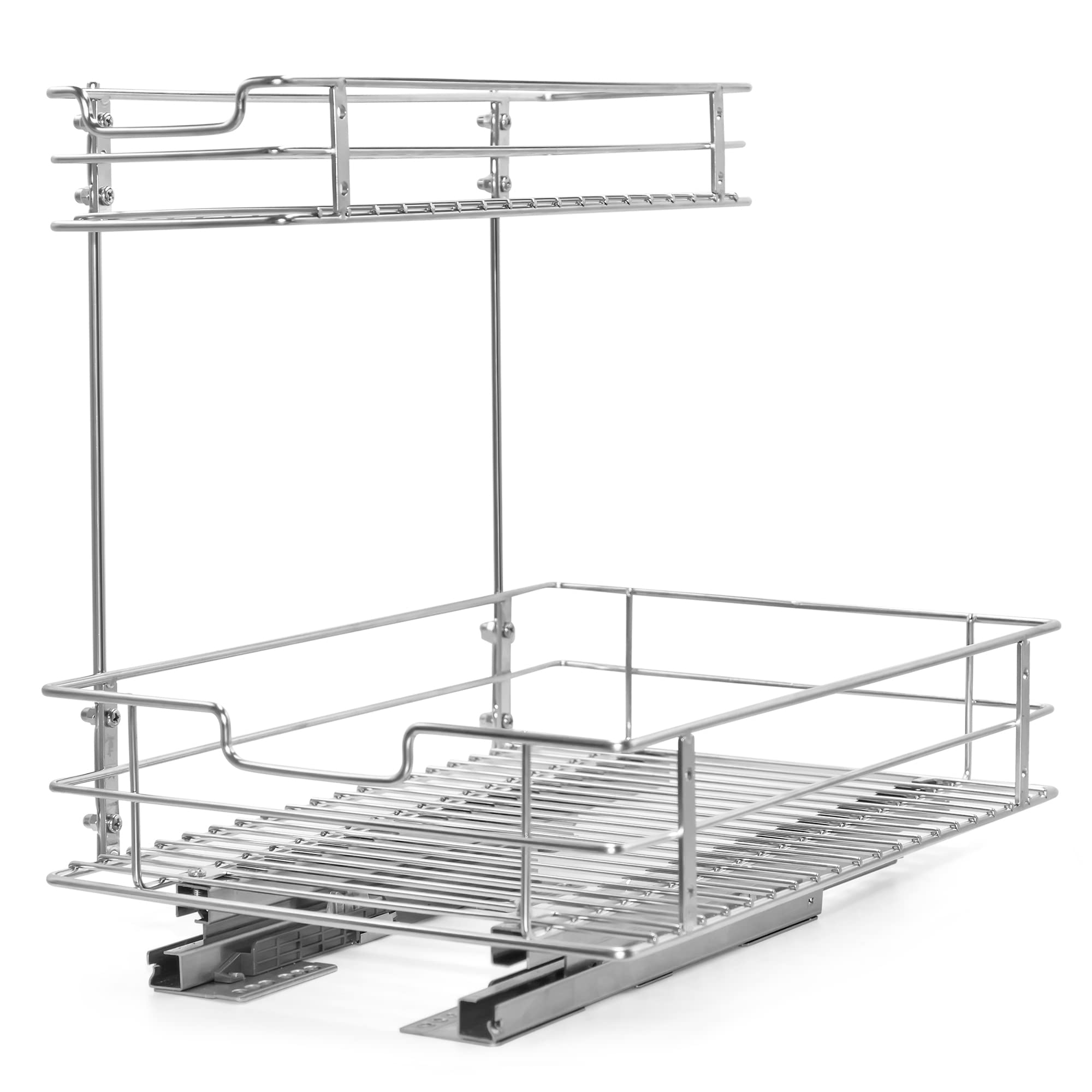 mRUB Pull Out Cabinet Organizer – Sliding Shelf Under Sink 2 Tier Organizer for Kitchen, Bathroom, Pantry – Heavy Duty Slide Out Shelves Storage Organizer (16.33” x 11.33” x 13.23”)