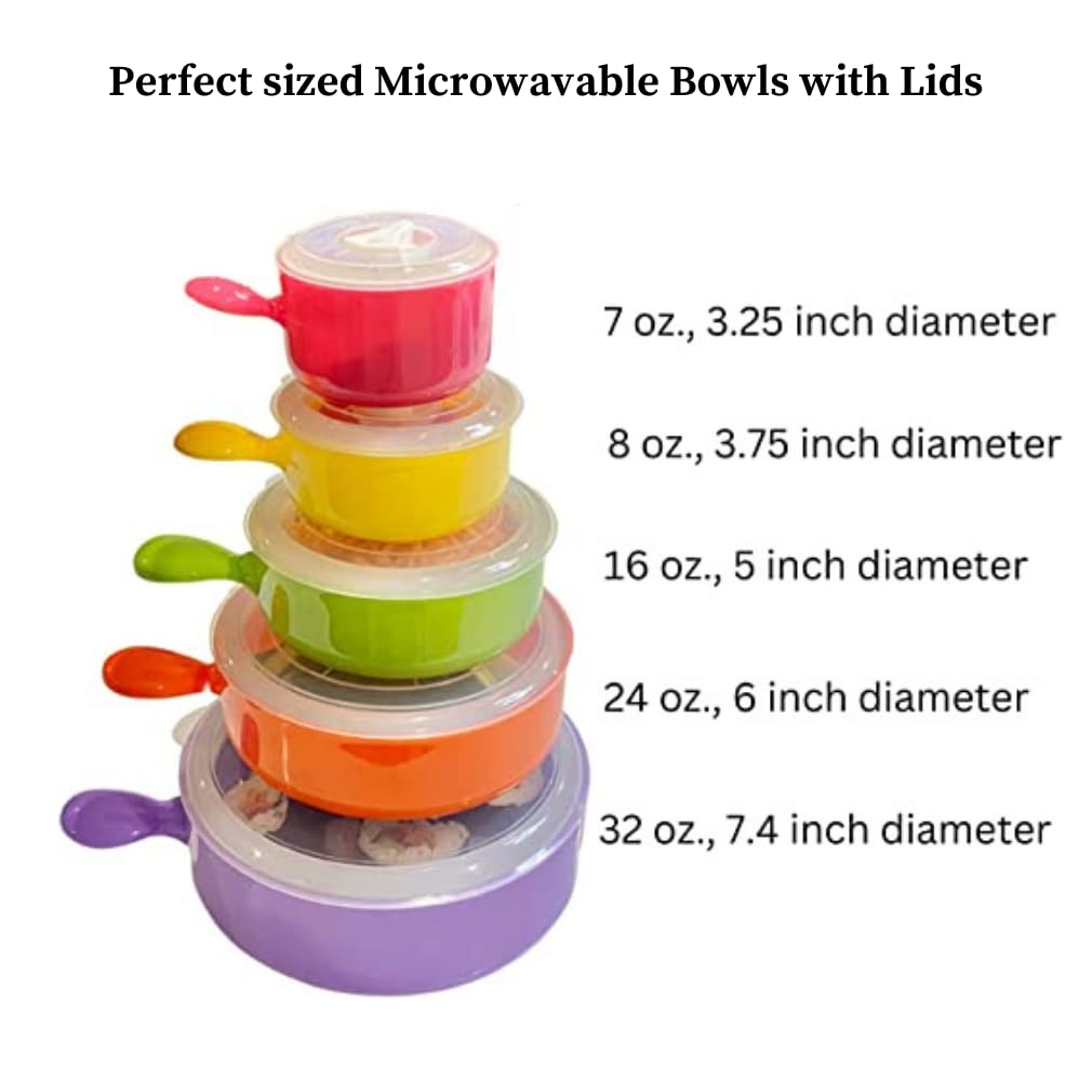 Evelots Set of 5 Microwave/Freezer Bowls-With Lids-Food Container-BPA Free Plastic