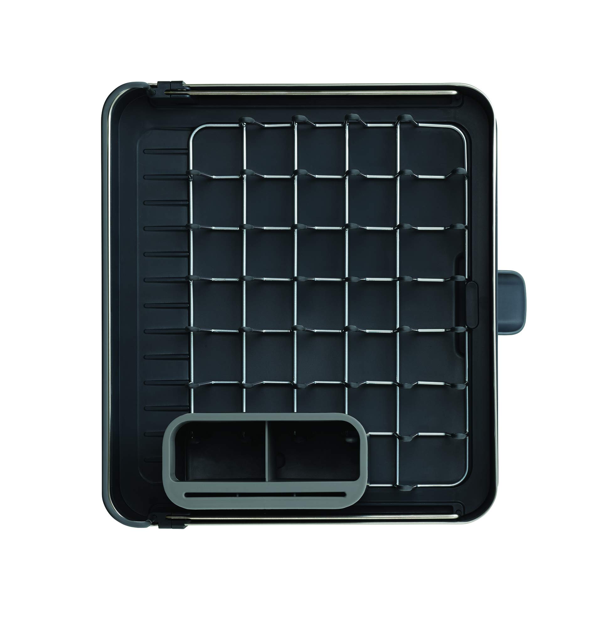 Joseph Joseph Stainless-Steel Extendable Dual Part Dish Rack Non-Scratch and Movable Cutlery Drainer and Drainage Spout, Gray & DrawerStore Compact Cutlery Organizer Kitchen Drawer Tray, Large, Gray