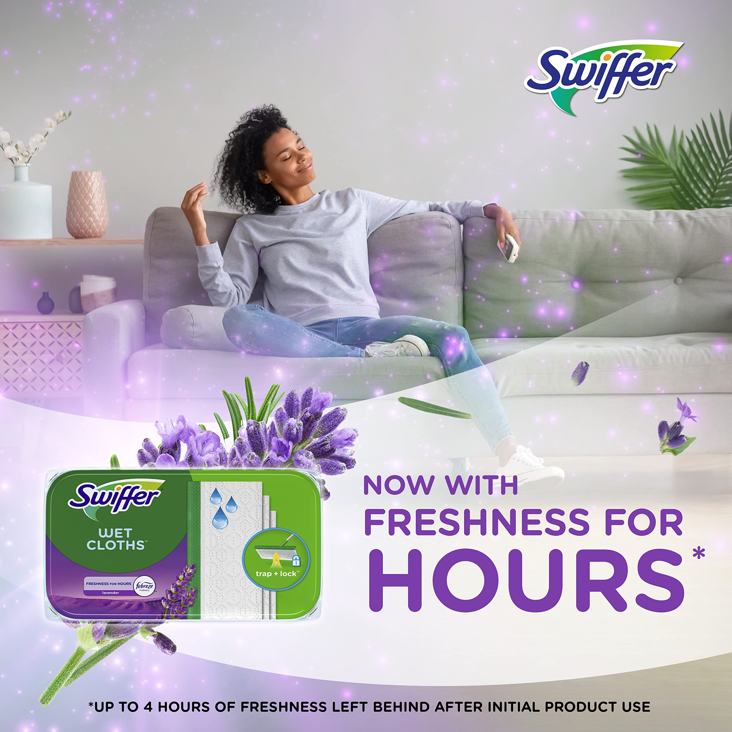 Swiffer Sweeper Wet Mopping Cloth Multi Surface Refills, Febreze Lavender Scent, 36 count