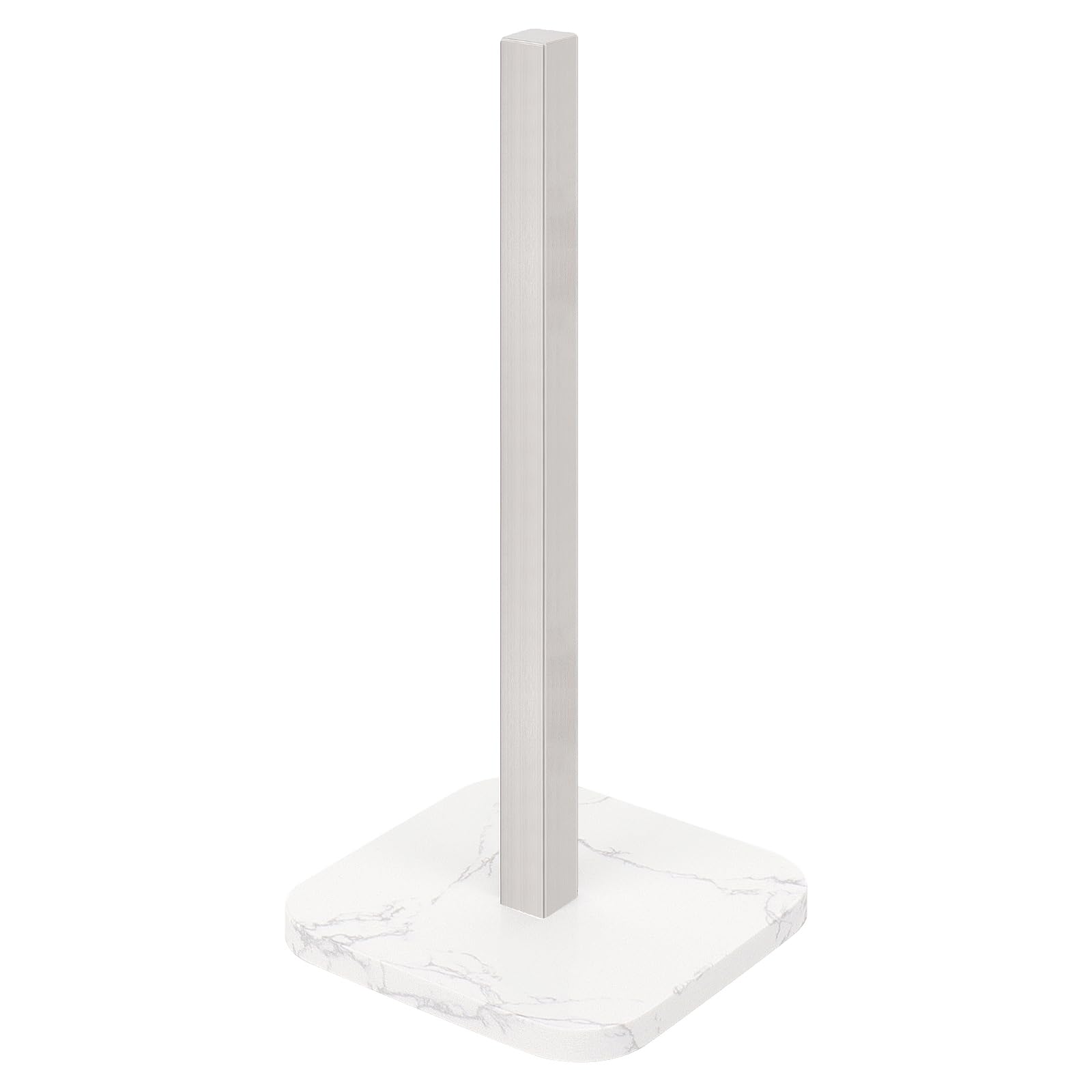 NearMoon Standing Paper Towel Holder, Stainless Steel Square Paper Towel Roll Holder with Marble Base for Bathroom Kitchen Countertop, Standard or Jumbo-Sized Roll Holder (Brushed Gold)