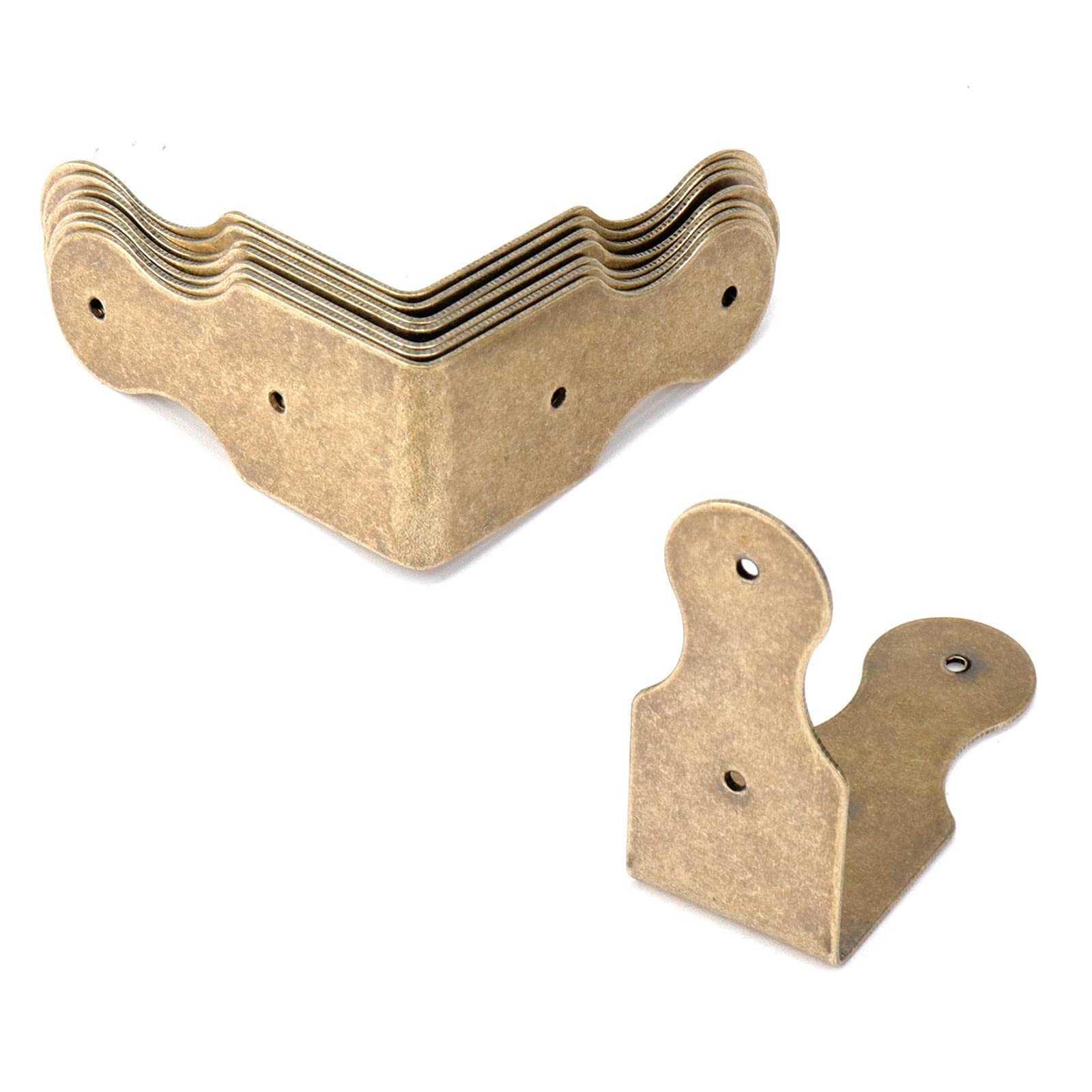 Tighall L Shaped Vintage Gold Corner Protector, 2" × 0.9" Brass Decorative Box Corner Guards Edge Cover with Screws, 8 PCS