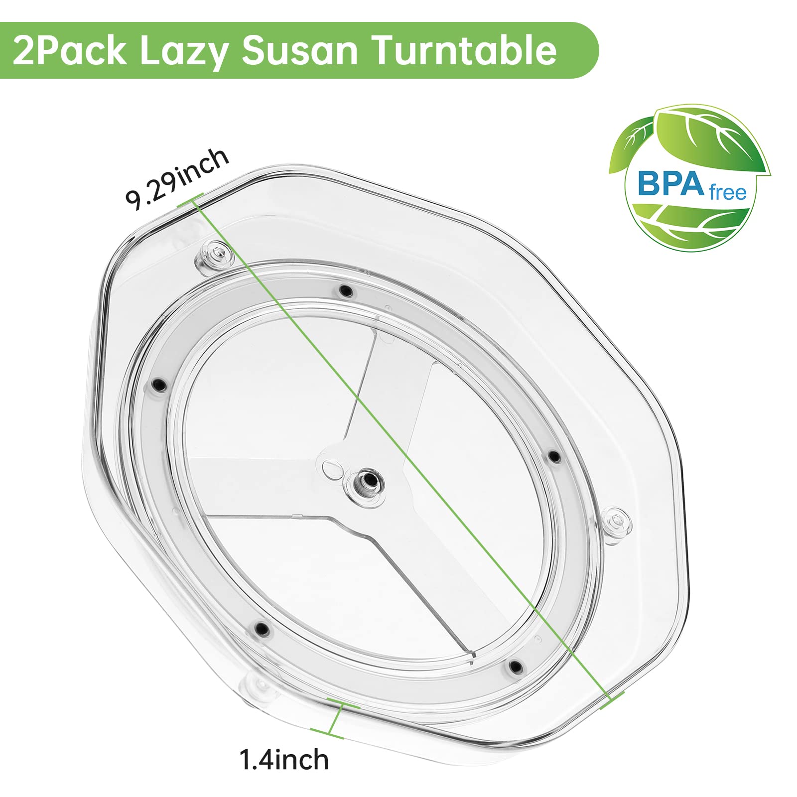 BS ONE Lazy Susan Organizer, 12'' Lazy Susan Turntable Kitchen Organizer Food Organization & Storage, 360° Rotating Condiments Spice Rack with Dividers for Kitchen, Pantry, Fridge, Bathroom Storage