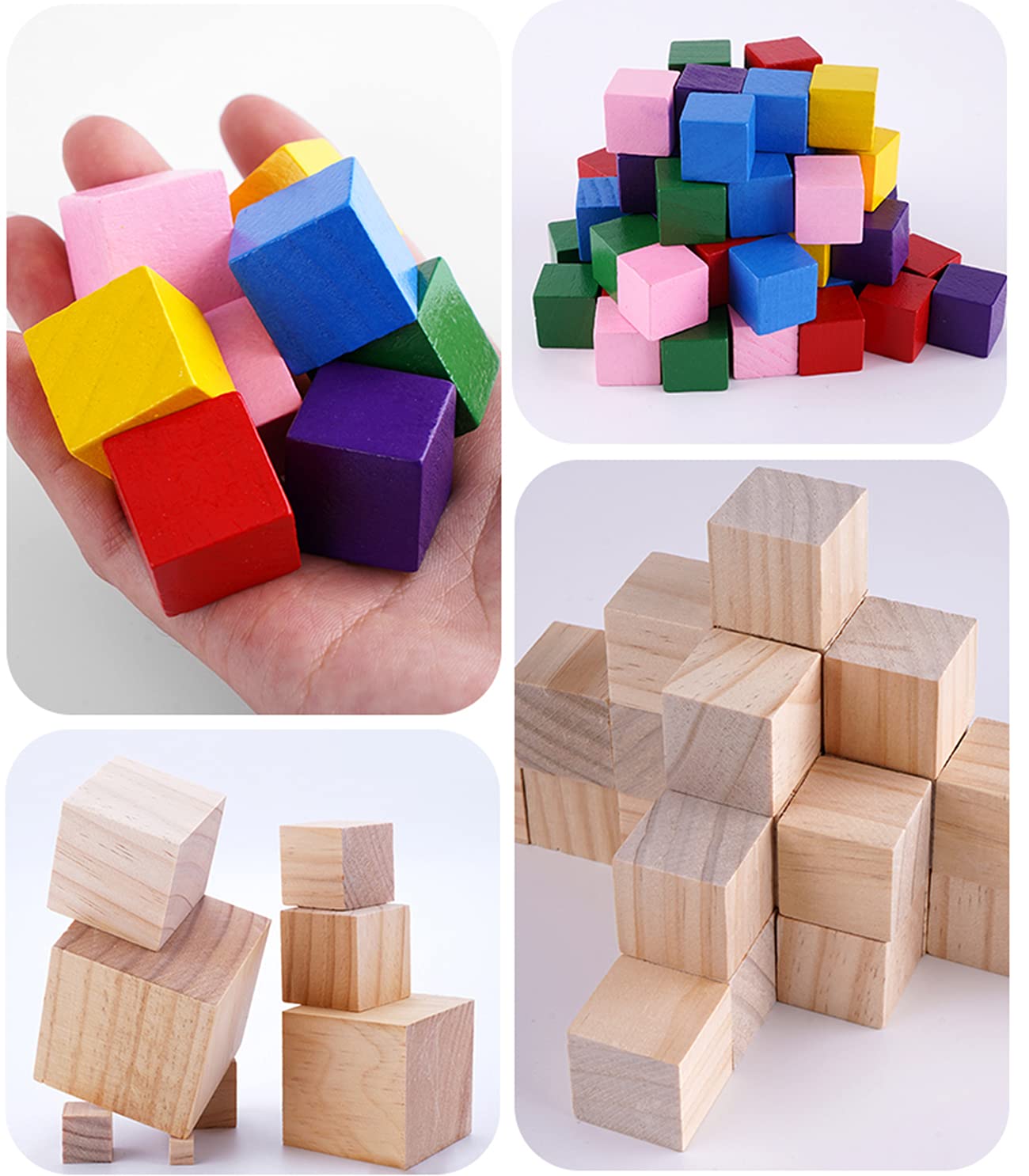 Tosnail 30 Pack 2 Inches Unfinished Wooden Cubes Wooden Blocks - Great for Crafts Making