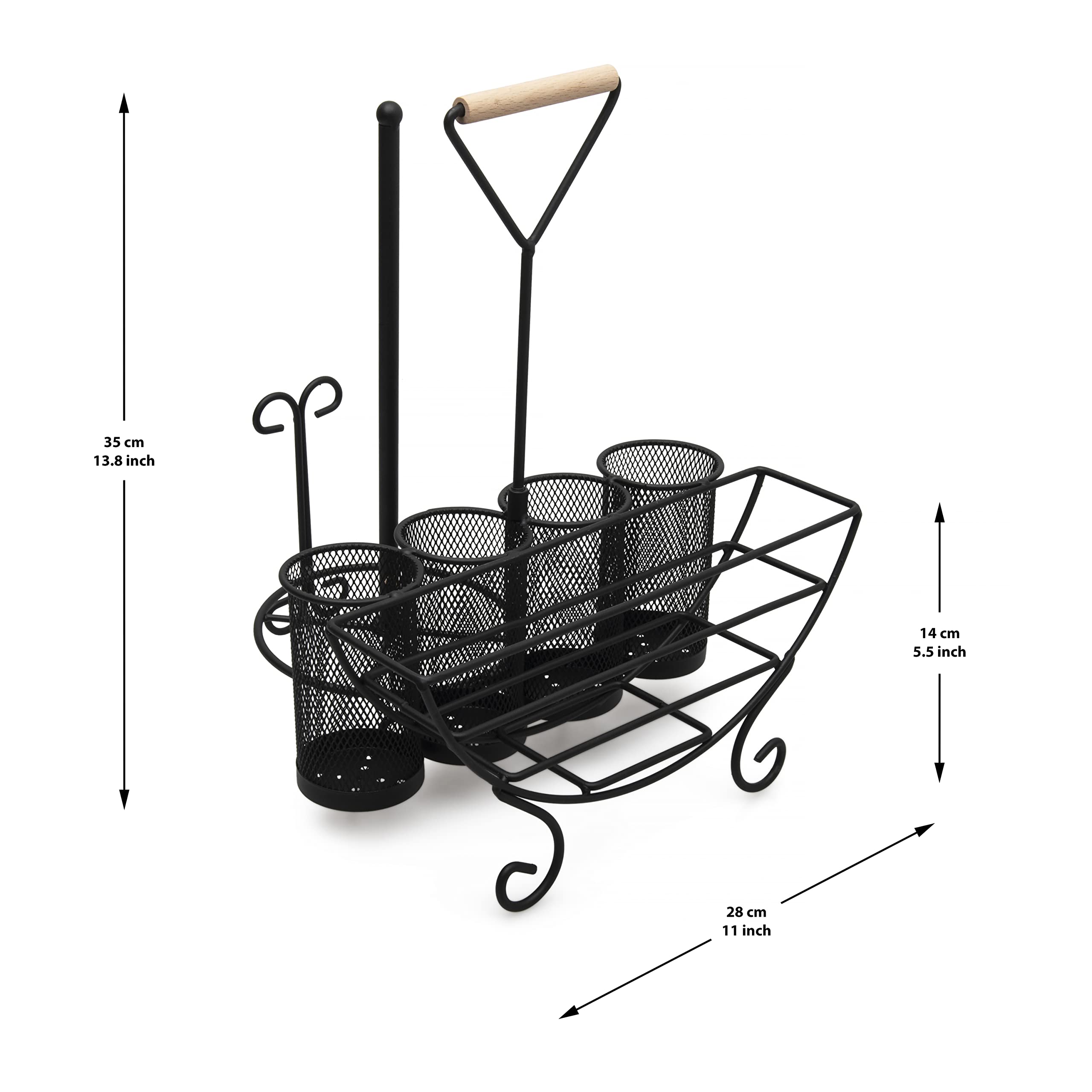 CLABBY ROUND LAKE Caddy Buffet - Indoor/Outdoor Crockery and Cutlery Organizer, Picnic - Complete with Menu and Napkin Holder