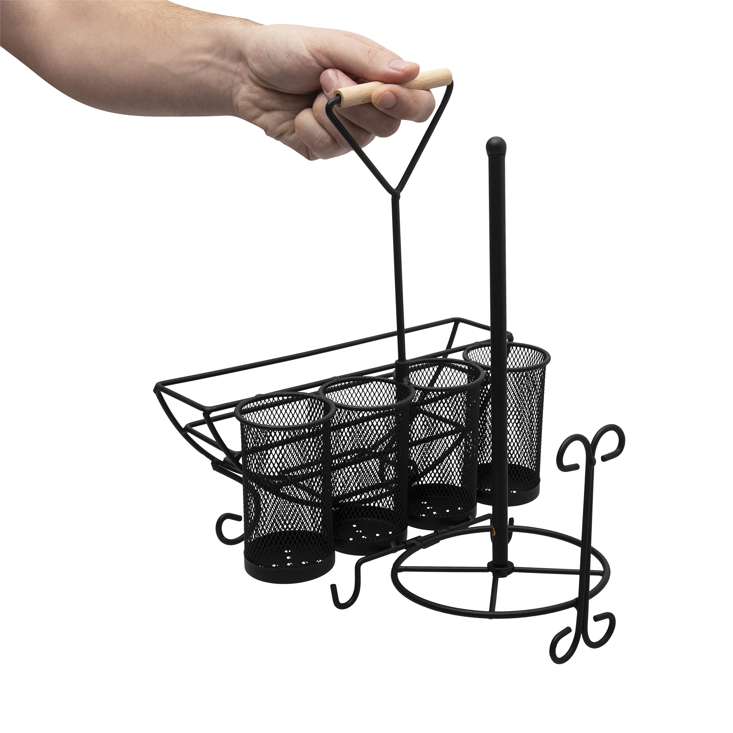 CLABBY ROUND LAKE Caddy Buffet - Indoor/Outdoor Crockery and Cutlery Organizer, Picnic - Complete with Menu and Napkin Holder