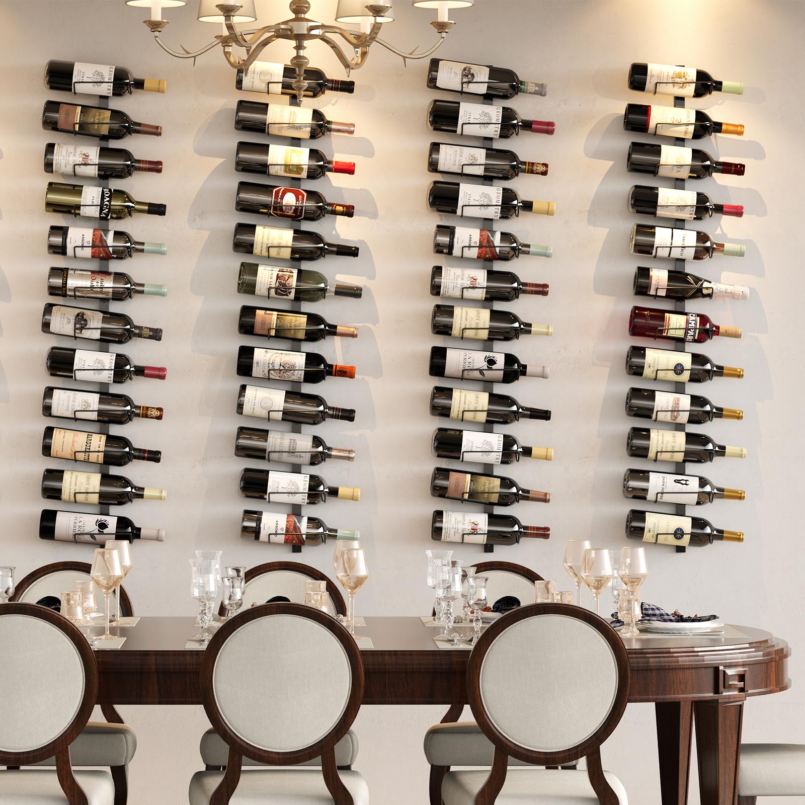 Wall Wine Rack for 12 Wine Bottles, Detachable Wine Storage Organizer, Wall Mount Wine Bottle Display Holder Towel Rack Used As One or Four, for Kitchen, Pantry, Dining Room, Bar, Wine Cellar