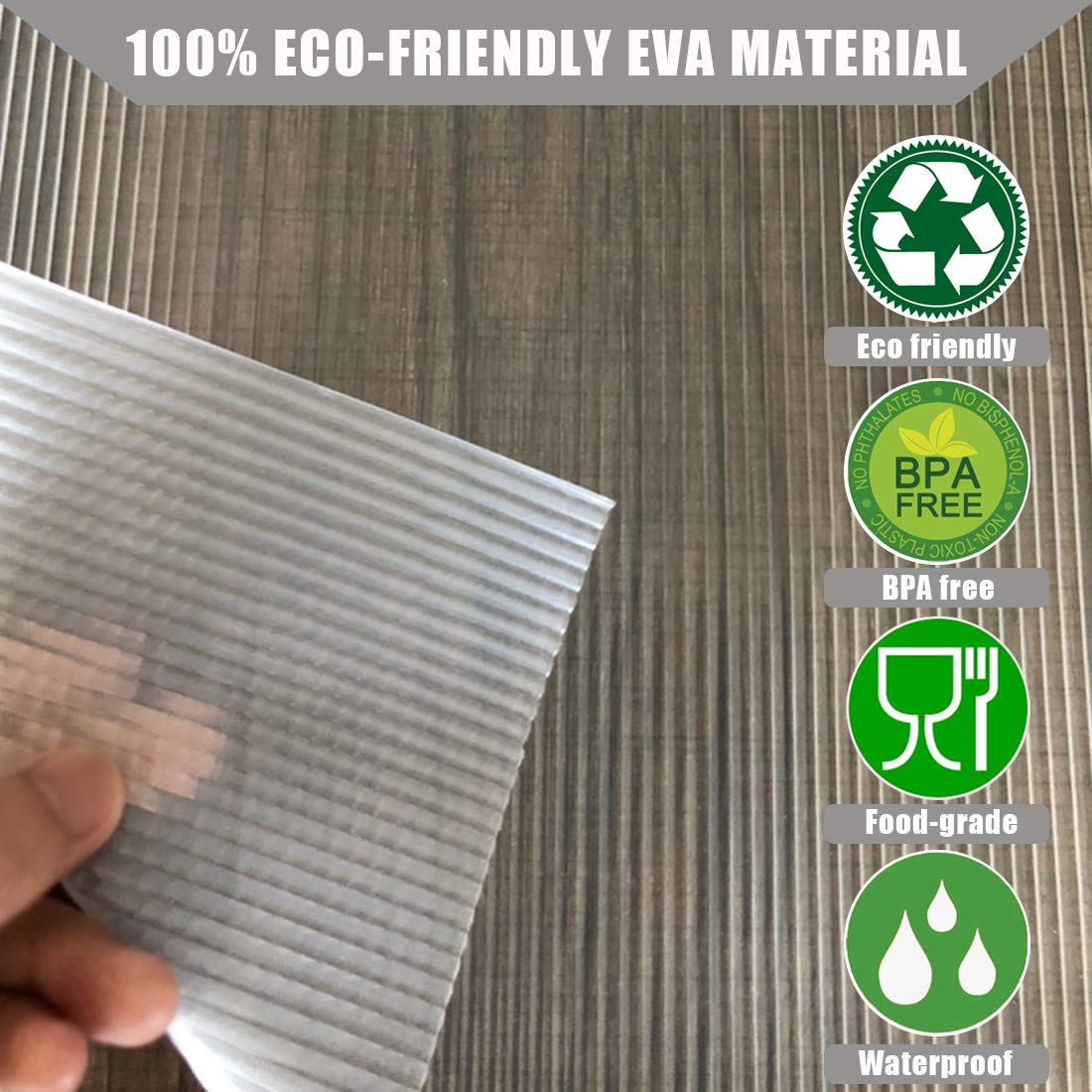 Shelf Drawer Liners for Kitchen Cabinets, Smilco Clear Nonslip Waterproof Non-Adhesive Washable Refrigerator Mats Bathroom Pantry Cupboard Drawer Shelf Liner Protector (17.5 Inches X 20 Ft)
