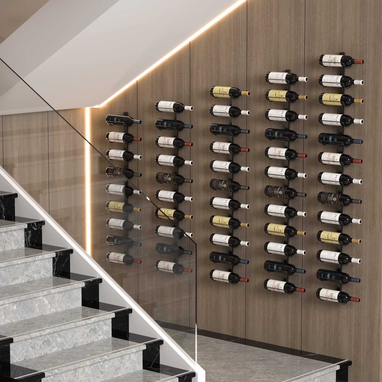 Wall Wine Rack for 12 Wine Bottles, Detachable Wine Storage Organizer, Wall Mount Wine Bottle Display Holder Towel Rack Used As One or Four, for Kitchen, Pantry, Dining Room, Bar, Wine Cellar