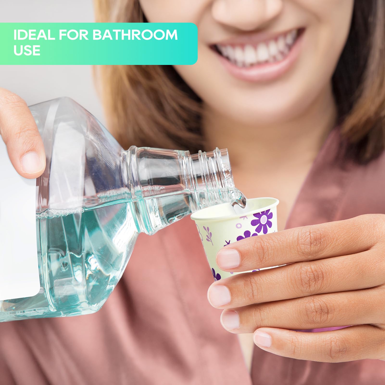 [300 Pack]3oz Disposable Bathroom Cups, Paper Cups, Mouthwash Cups, Cold Disposable Drinking Cup for Party, Picnic, BBQ, Travel, and Event, Purple Floral