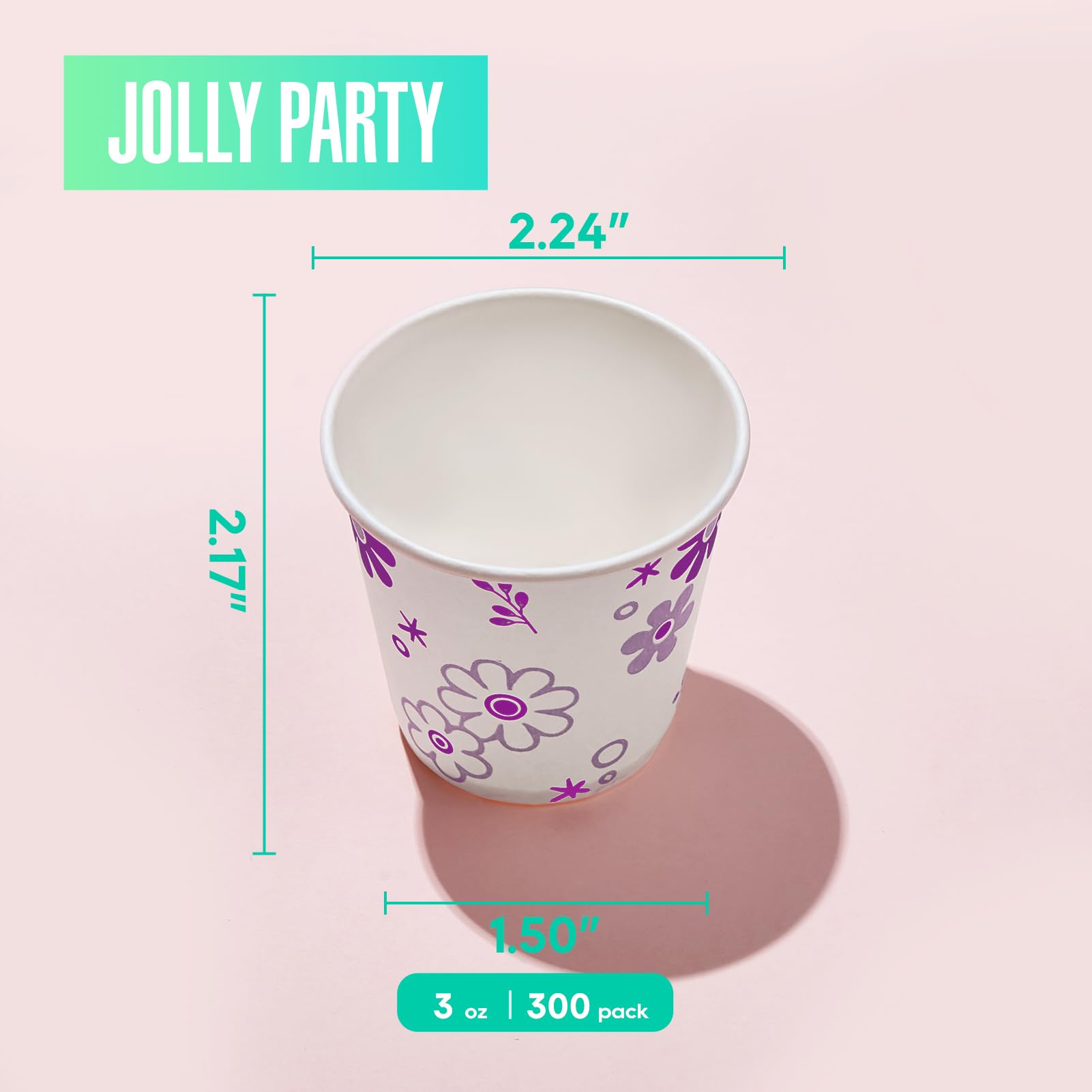 [300 Pack]3oz Disposable Bathroom Cups, Paper Cups, Mouthwash Cups, Cold Disposable Drinking Cup for Party, Picnic, BBQ, Travel, and Event, Purple Floral