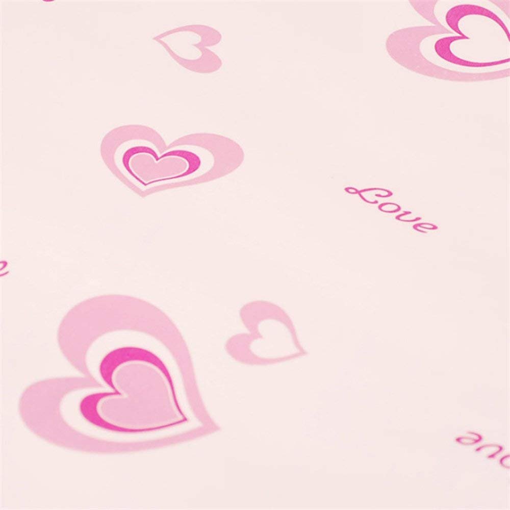 GLOW4U Pink Heart Contact Paper Self Adhesive Vinyl Shelf Drawer Liner Peel and Stick Removable Wallpaper 17.7x78.7 Inches
