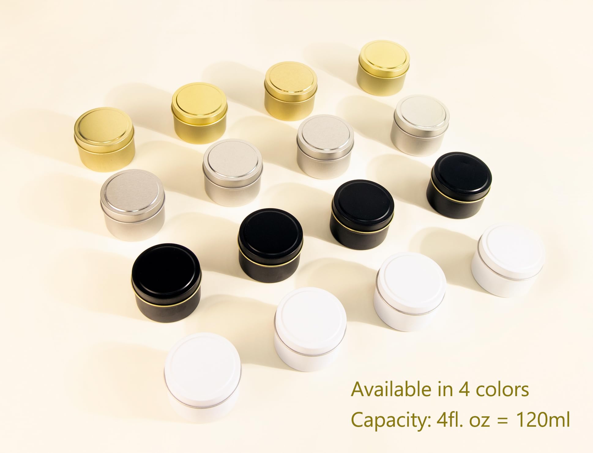 Black Candle Tins 4oz, Bulk Candle Making Tins 24 Piece Candle Containers, Wholesale Candle Jars for Candle Making - More Color Available (Black)