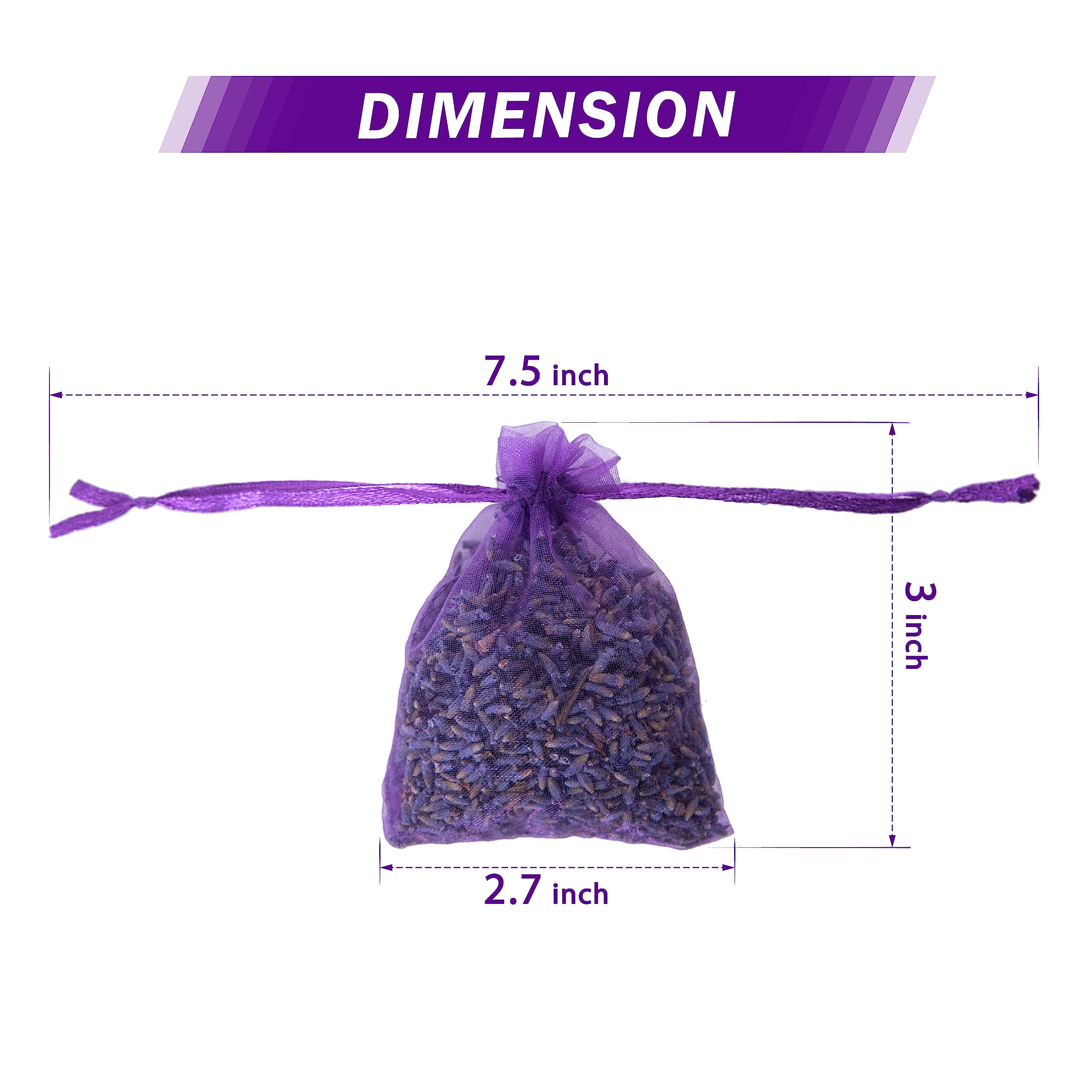 French Lavender Sachets for Drawers and Closets Fresh Scents, Home Fragrance Sachet, Pack of 24, Purple, LV-S-C-24-1