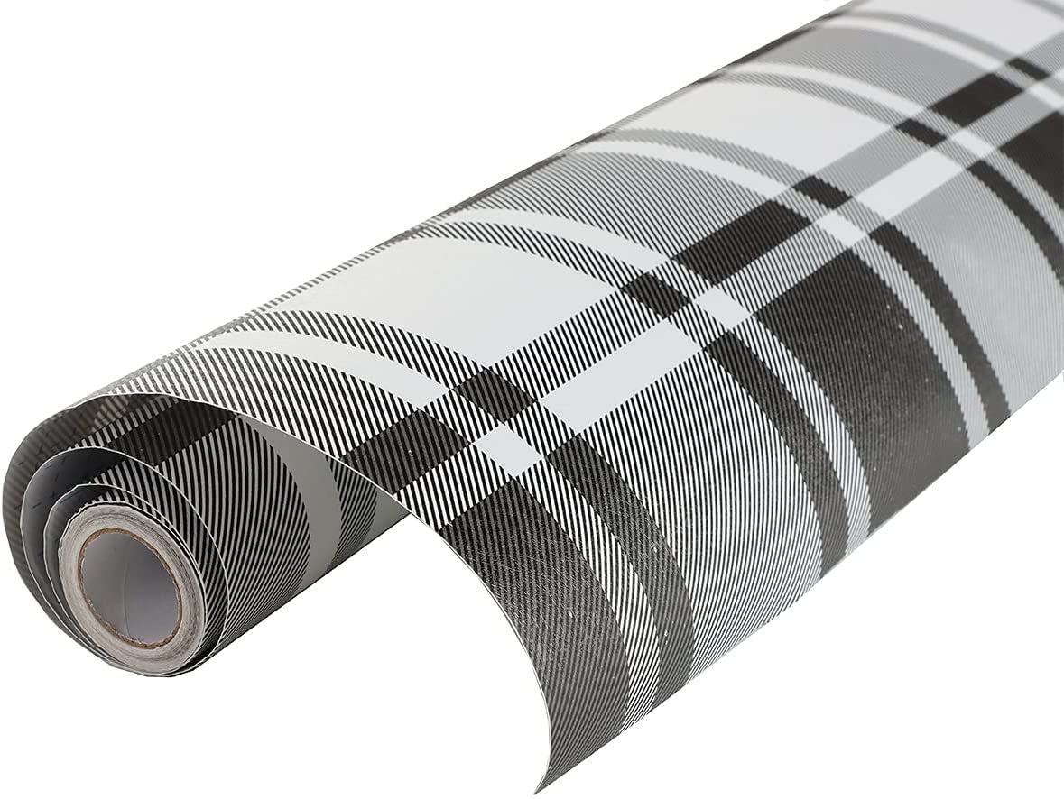 HDsticker Peel and Stick Black White Plaid Drawer Liner Shelf Liner Paper