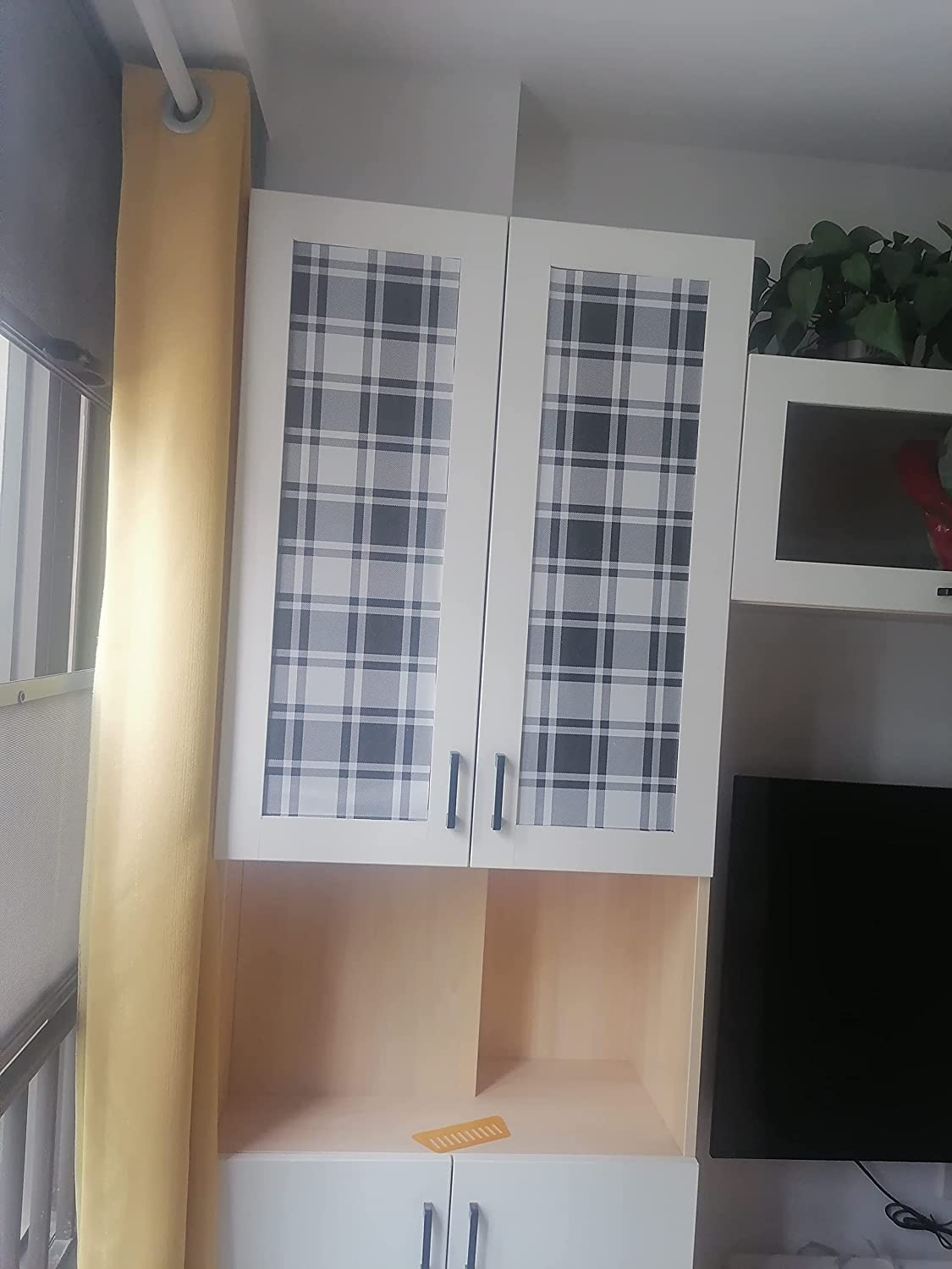 HDsticker Peel and Stick Black White Plaid Drawer Liner Shelf Liner Paper