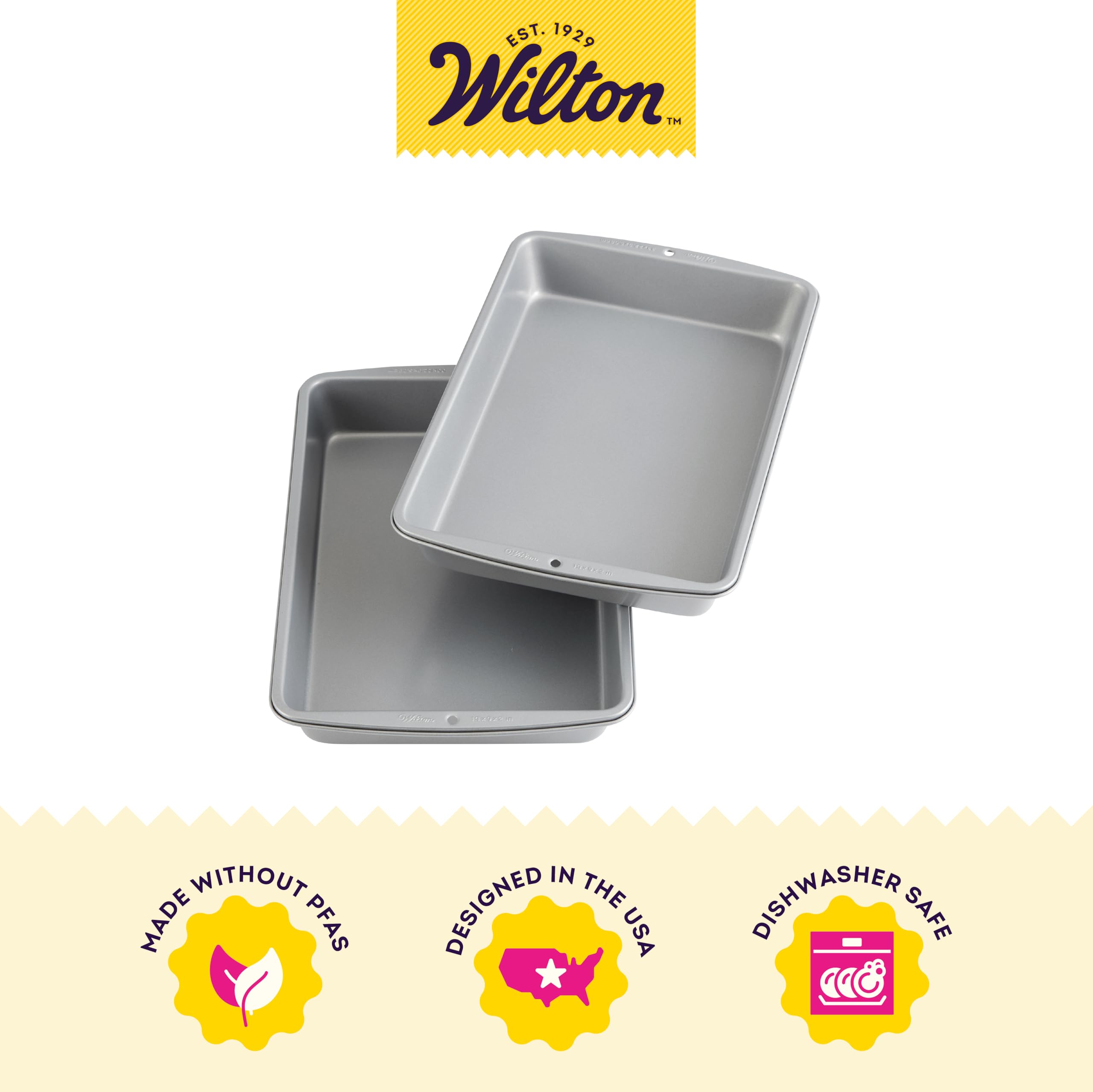 Wilton Recipe Right Non-Stick 9 x 13-Inch Oblong Cake Pans, Set of 2, Steel Cake Pans