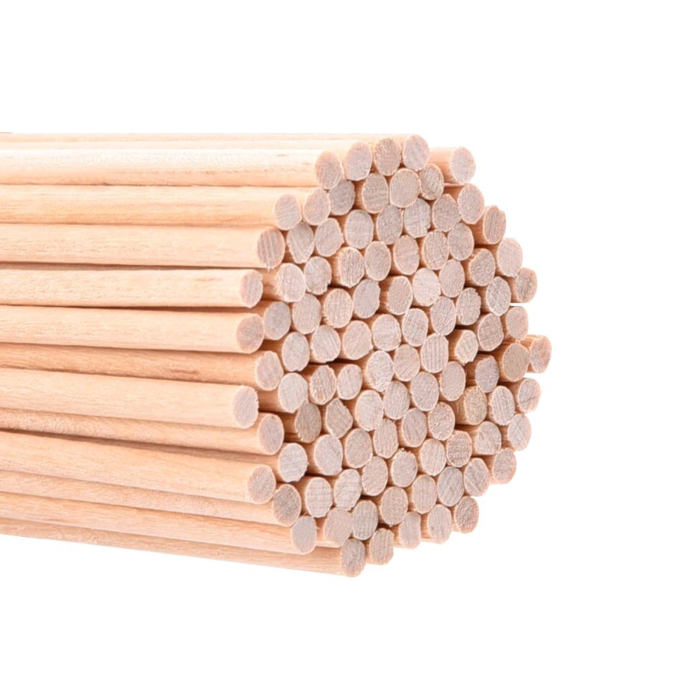 BFDYY Unfinished Natural Wood Craft Dowel Rods 100 Pack(Wood color-12 x 1/8 Inch)