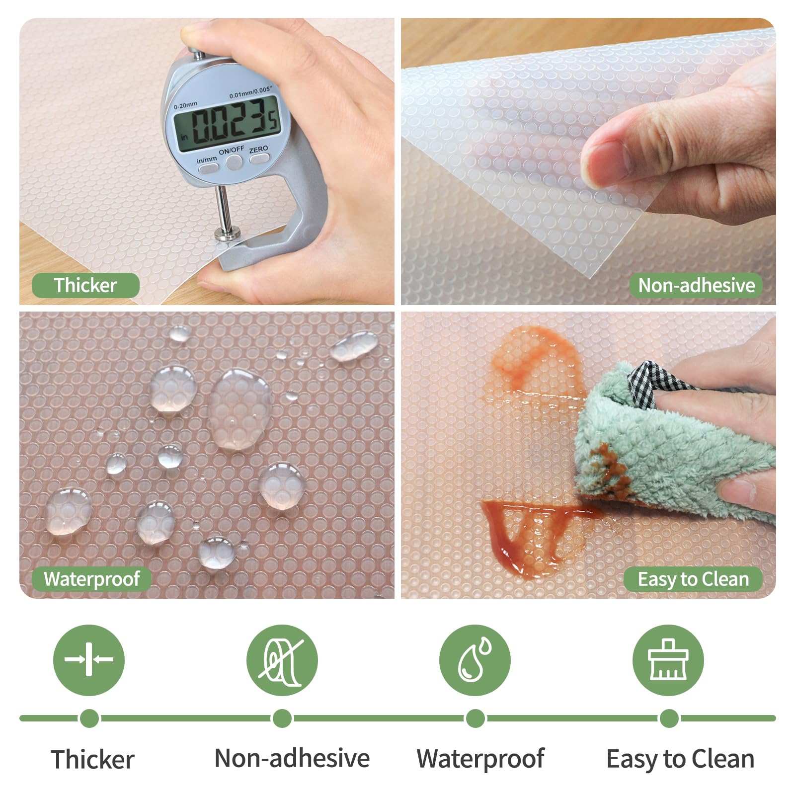 Shelf Liner, wohomuke 24 inch x 20 ft Kitchen Cabinets Liner Non-Stick Drawer Mats EVA Protector Shelving Cupboard Lining (Clear, 24 inch x 20 ft)