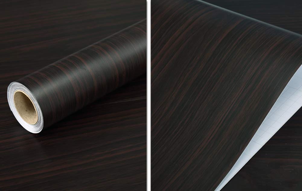Black Brown Wood Grain Contact Paper Self Adhesive Shelf Liner Dresser Drawer Cabinet Sticker 15.6 by 79in （Black Brown Maple Wood ）