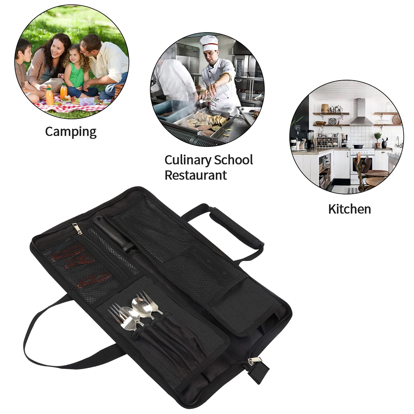 Chef Knife Bag,Knife Roll Bag,Knife Case Holder,Heavy Duty Oxford Knife Roll with 13 Slots For Knives Kitchen Tools,Portable Knife Bags For Chefs Working Camping.Knife Case For Men Women (Blue)