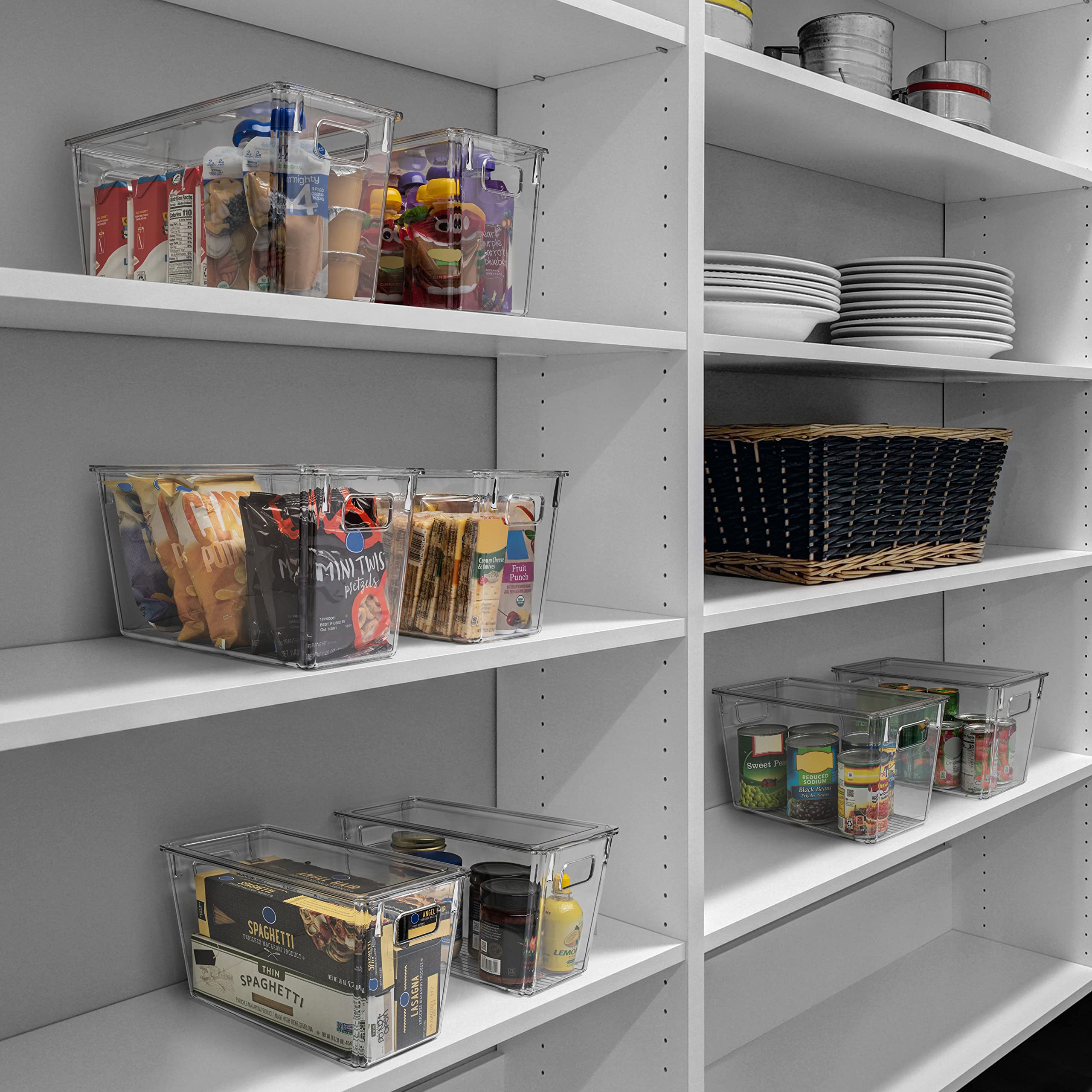 ClearSpace Plastic Storage Bins with Lids – Perfect Kitchen Organization or Pantry Storage – Fridge Organizer, Pantry Organization and Storage Bins, Cabinet Organizers