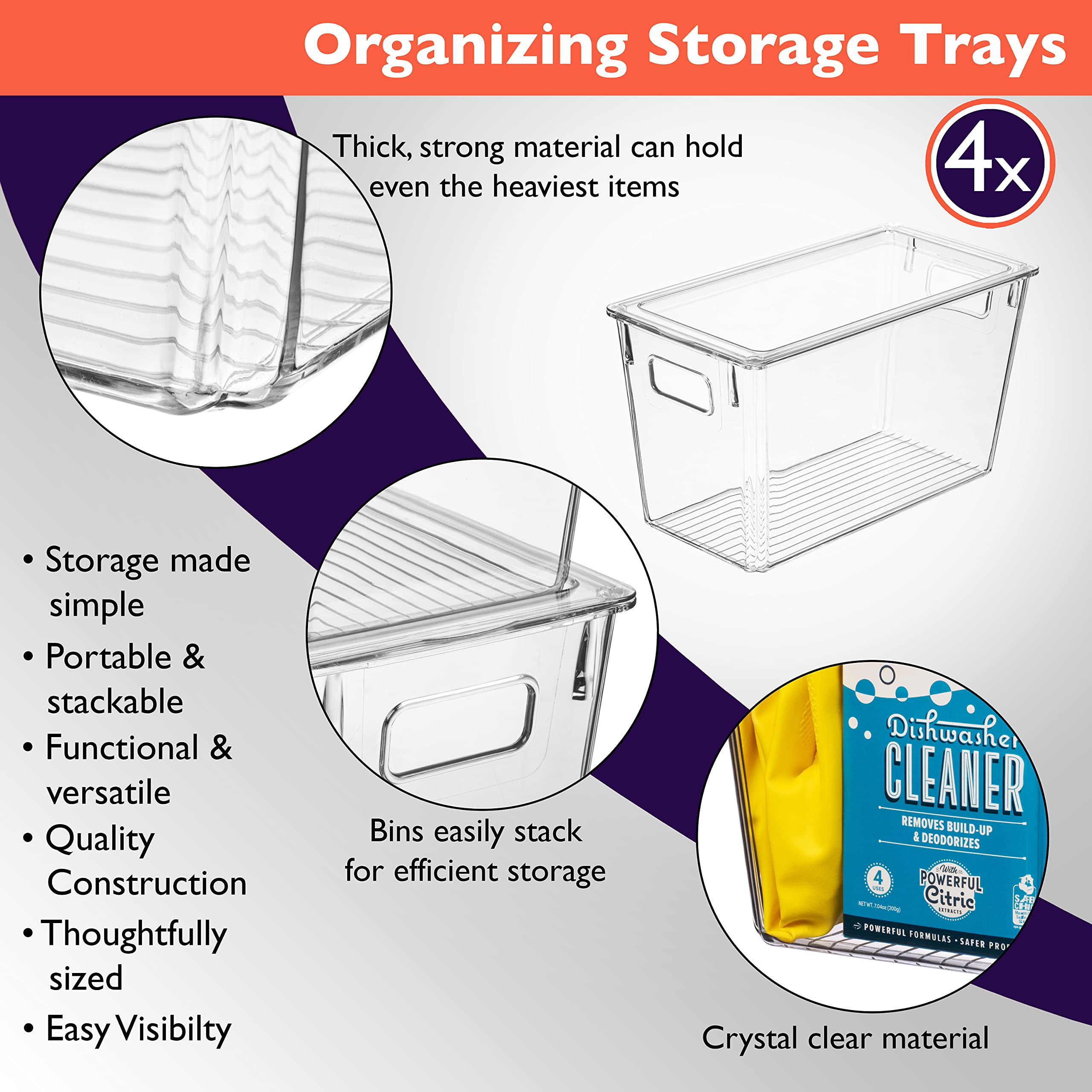ClearSpace Plastic Storage Bins with Lids – Perfect Kitchen Organization or Pantry Storage – Fridge Organizer, Pantry Organization and Storage Bins, Cabinet Organizers